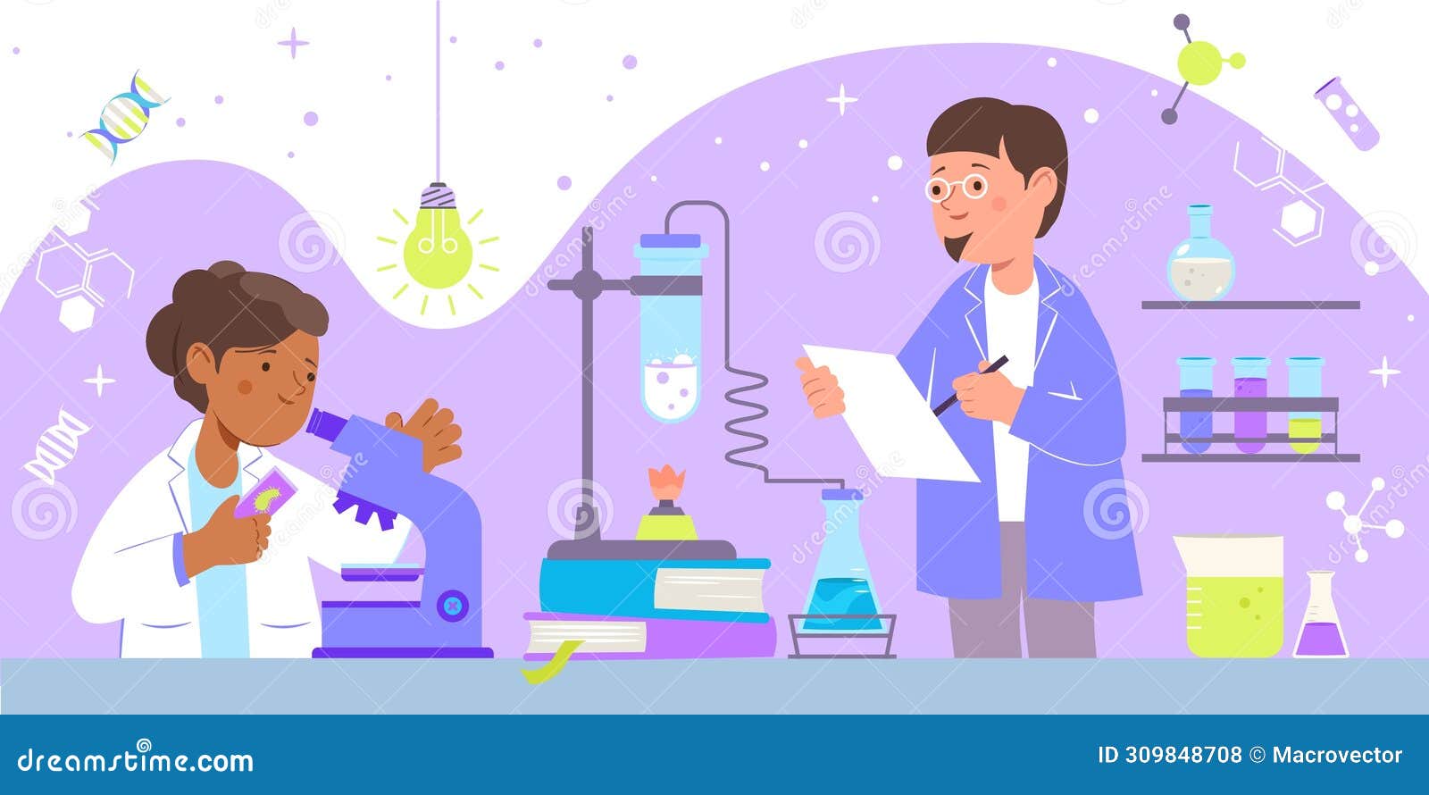 Science Lab Illustration in Flat Design Stock Illustration ...