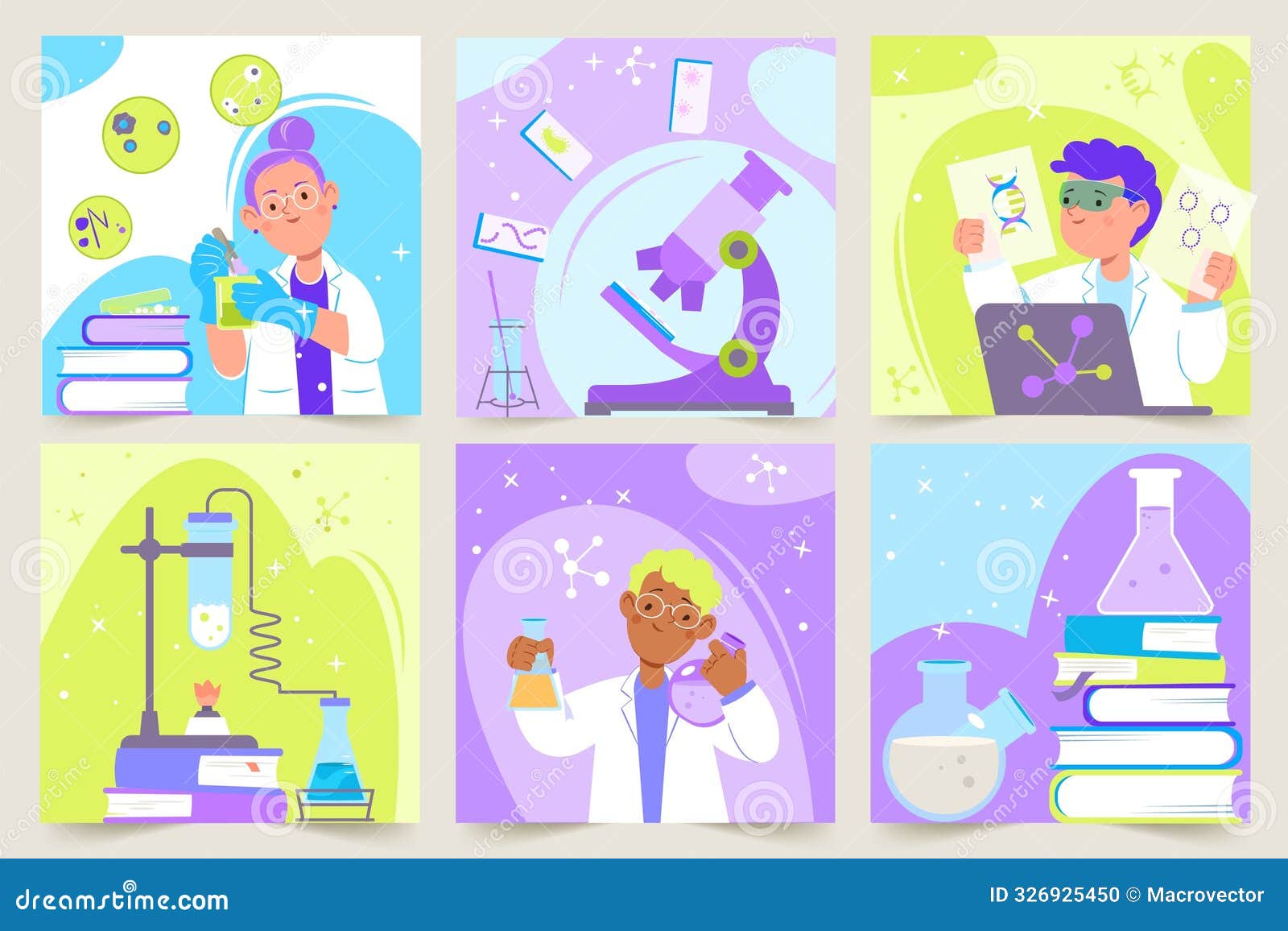 Science Lab Illustrations in Flat Design Stock Illustration ...