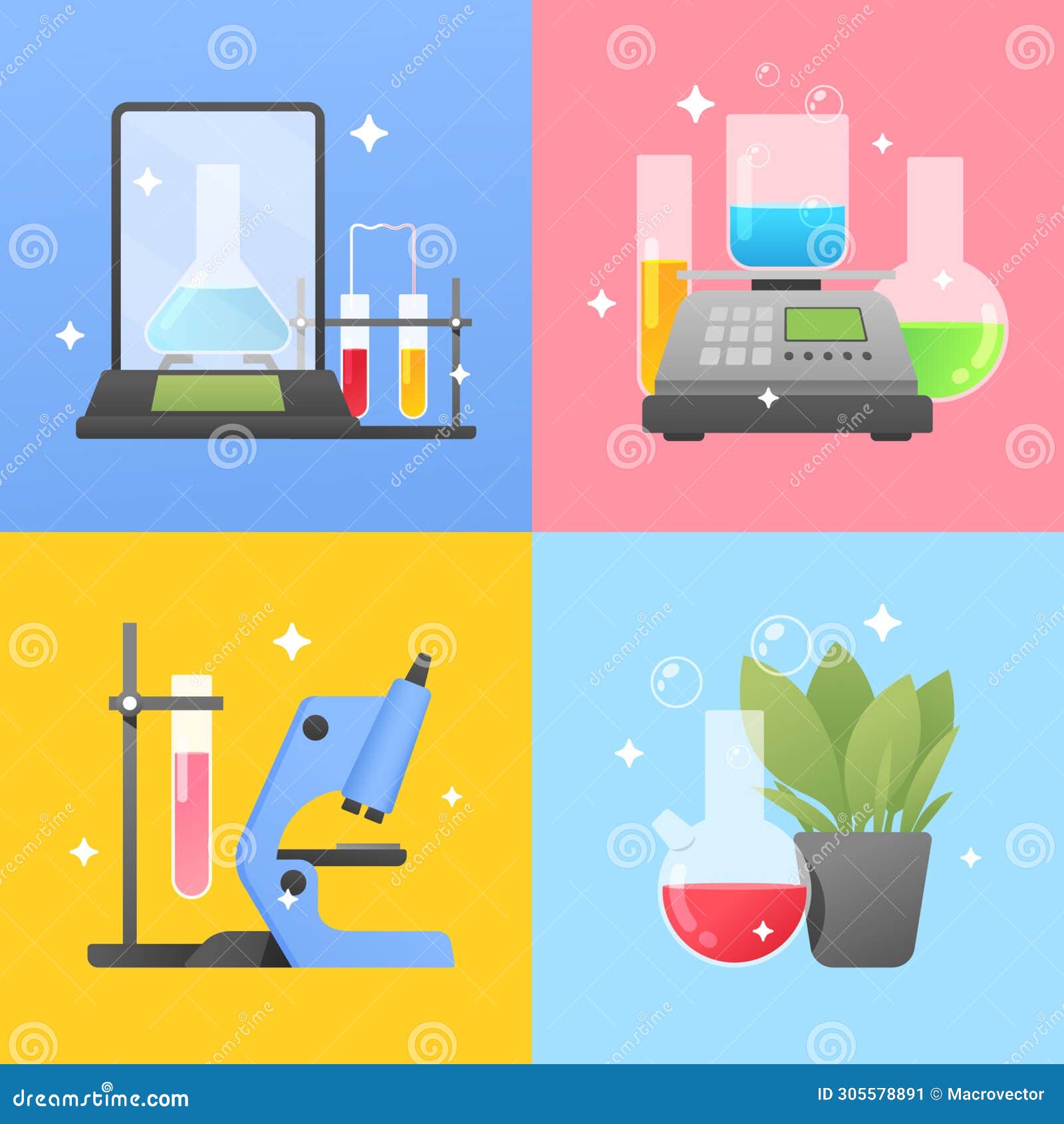 Science Lab Illustrations in Flat Design Stock Illustration ...