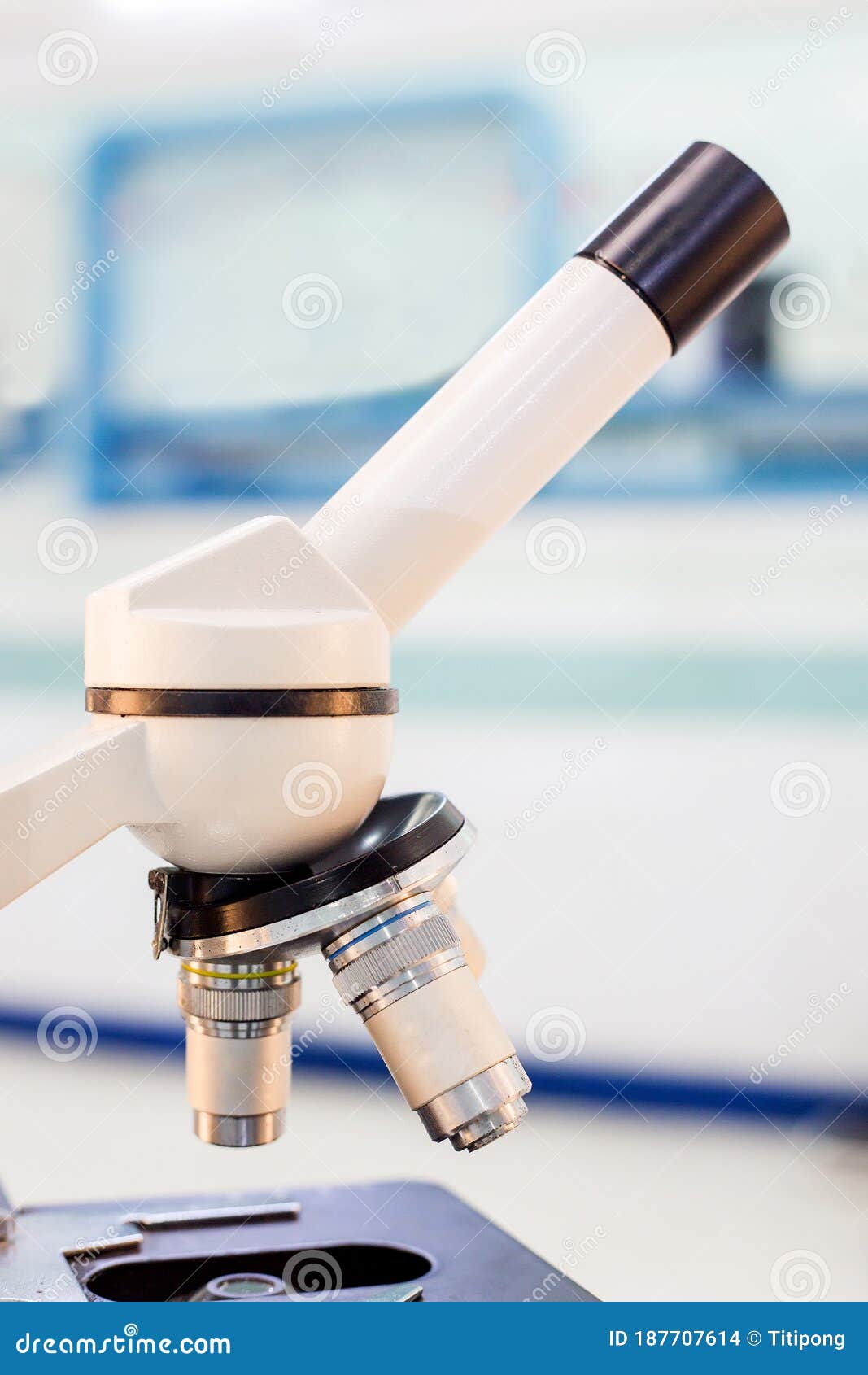 In a Science Lab with a Microscope Stock Photo - Image of business ...