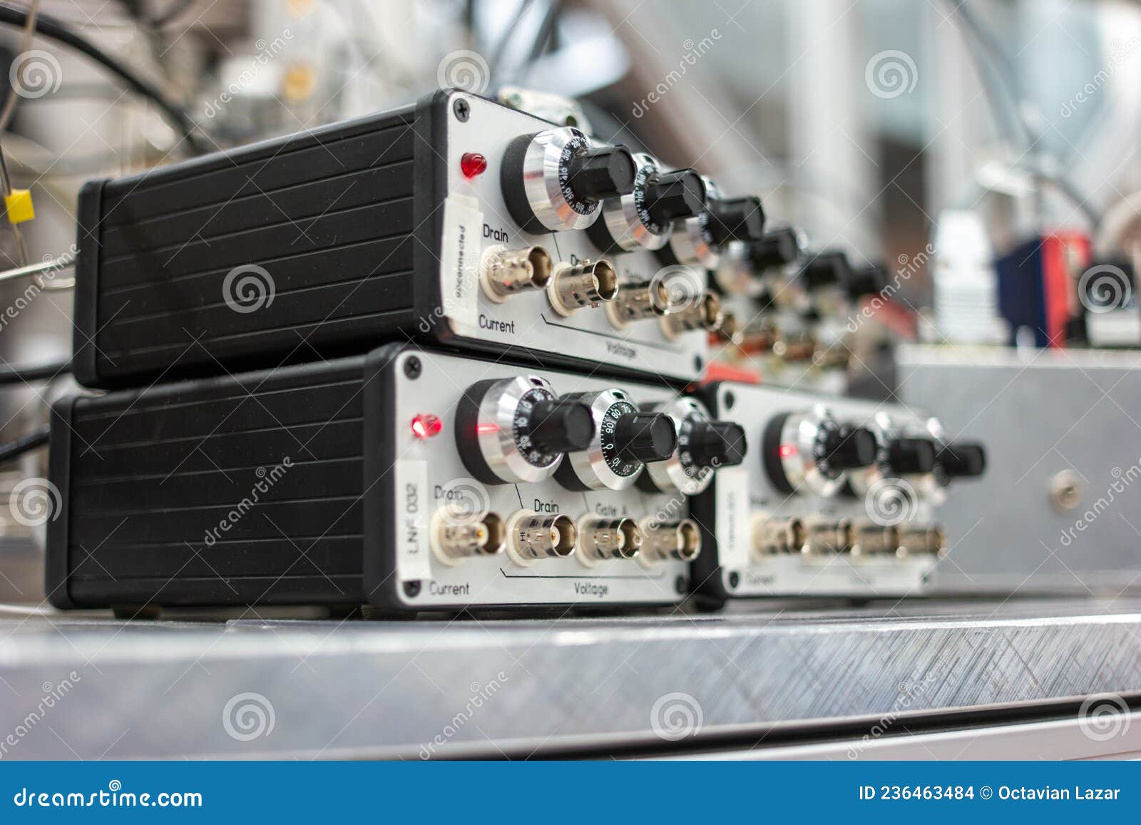 Science Lab Signal Measuring and Processing Device. Many Connected ...