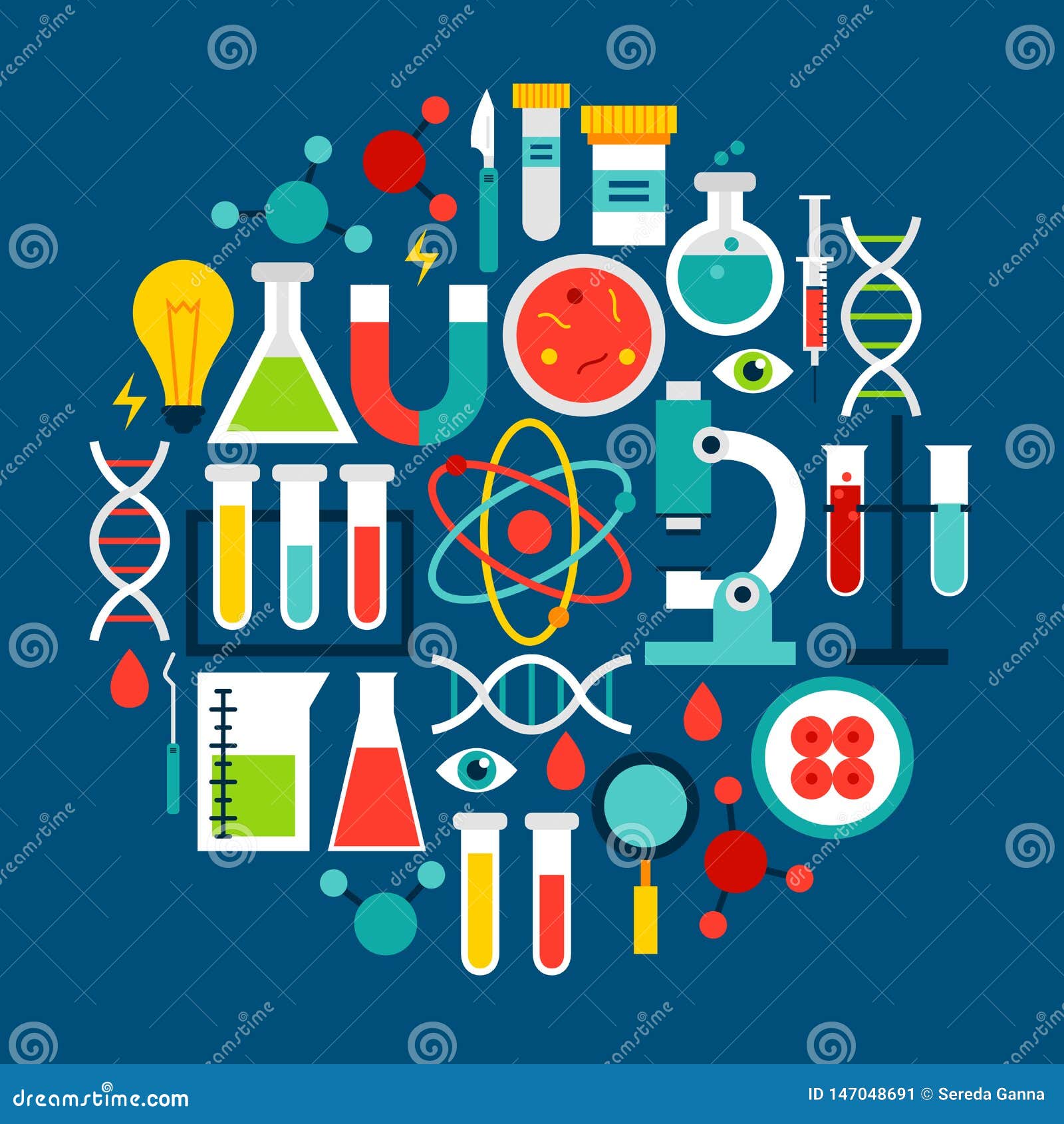 Science Laboratory Circle Concept Stock Vector - Illustration of bulb ...