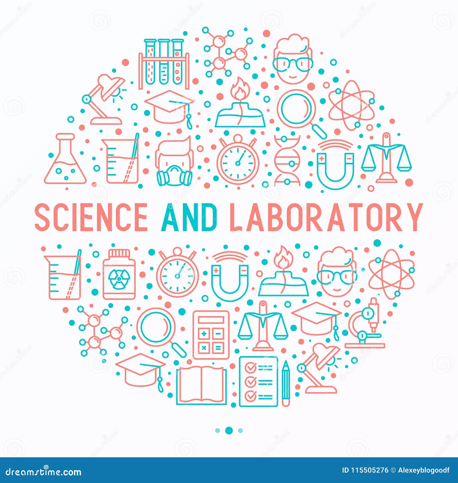 Science and Laboratory Concept in Circle Stock Vector - Illustration of ...