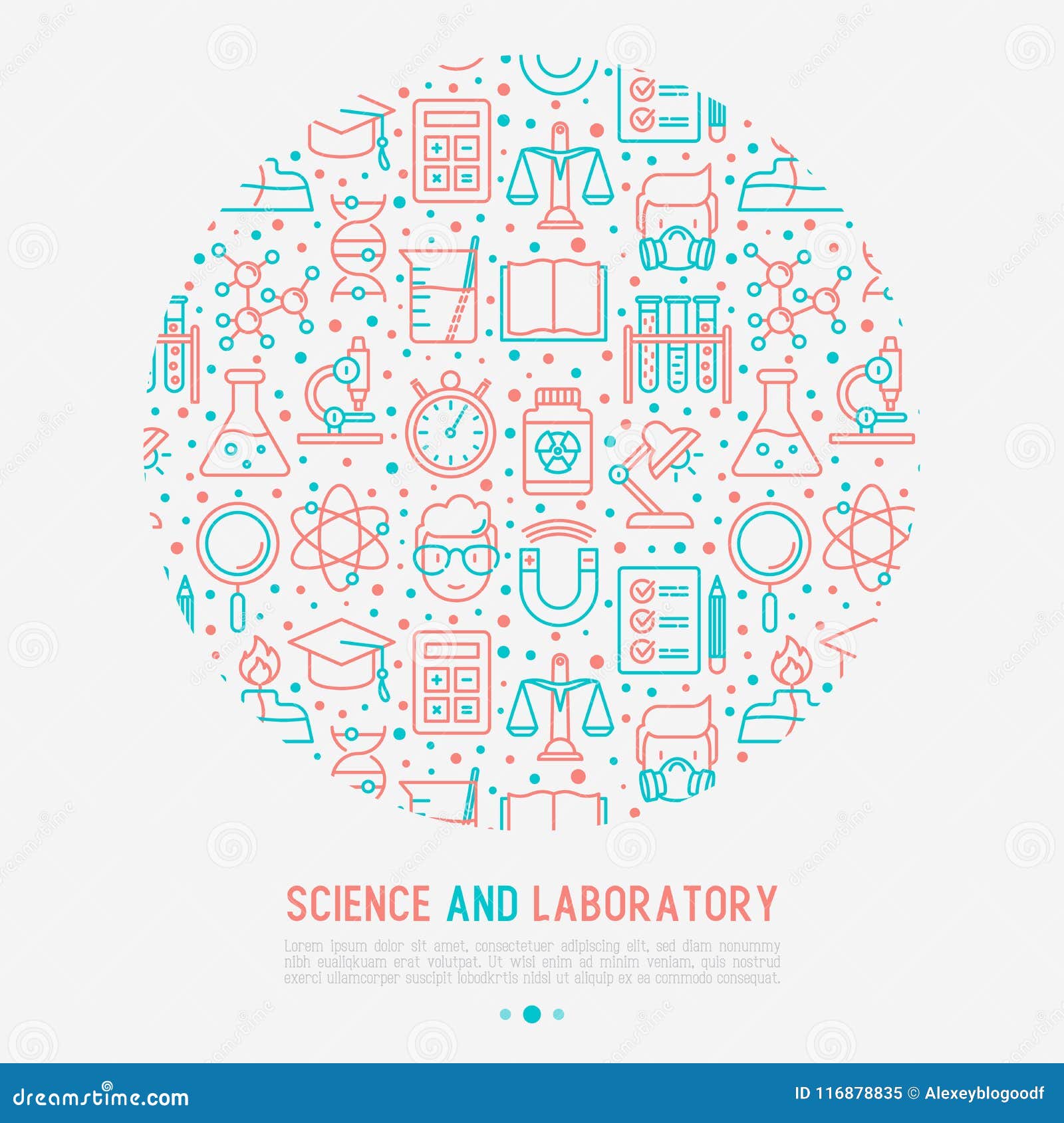 Science and Laboratory Concept in Circle Stock Vector - Illustration of ...