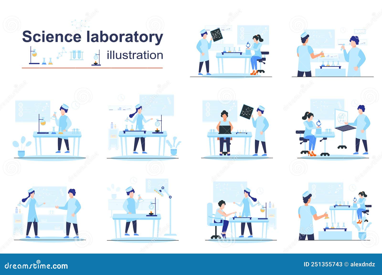 Science Laboratory Concept Scenes Seo with Tiny People in Flat Design ...
