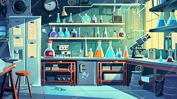 Science Laboratory for Experiments and Medical Tests. Cartoon ...