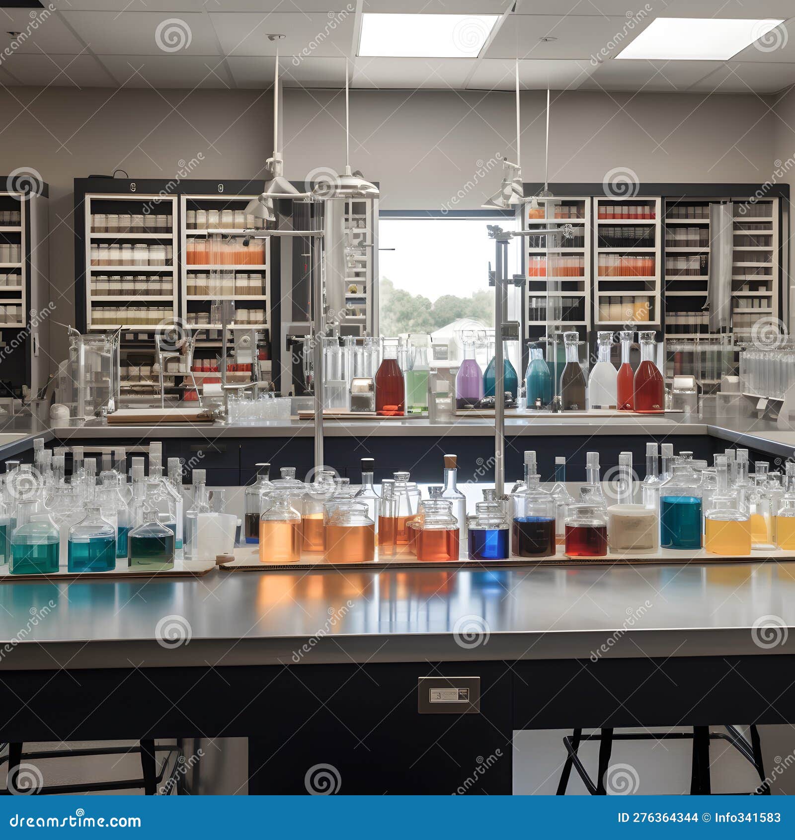 A Science Laboratory Filled with Beakers Test Tubes and O Created with ...
