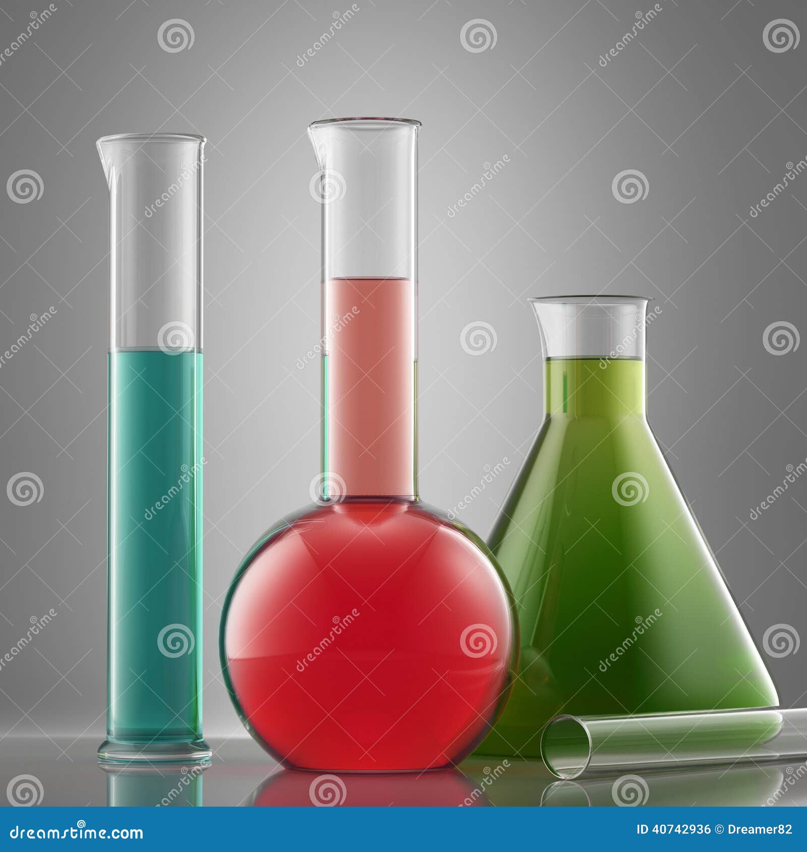 Science Laboratory Glass Equipment with Liquid. Flasks with Colo Stock ...