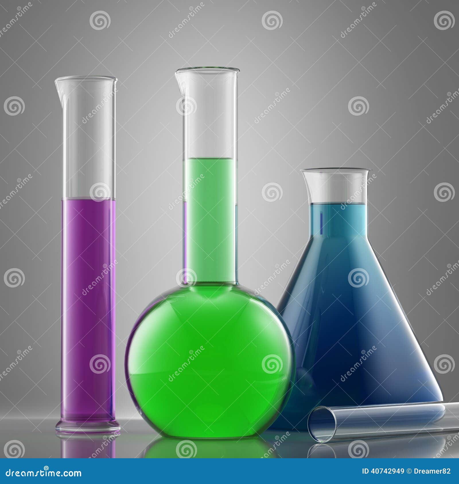 Science Laboratory Glass Equipment with Liquid. Flasks with Colo Stock ...