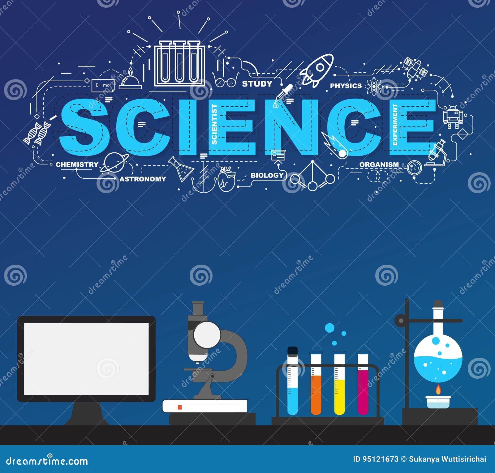Science Laboratory with High Technology Infographic Design Stock ...