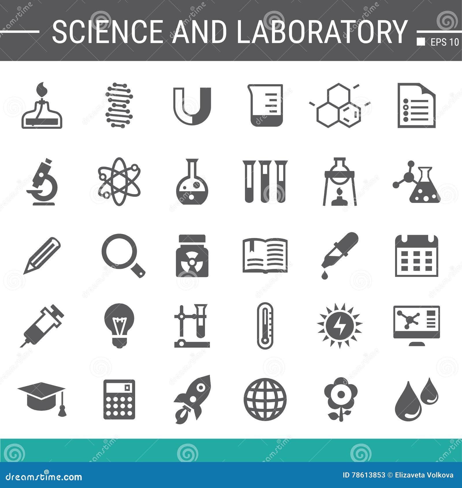 Science and Laboratory Icon Set Stock Vector - Illustration of beaker ...