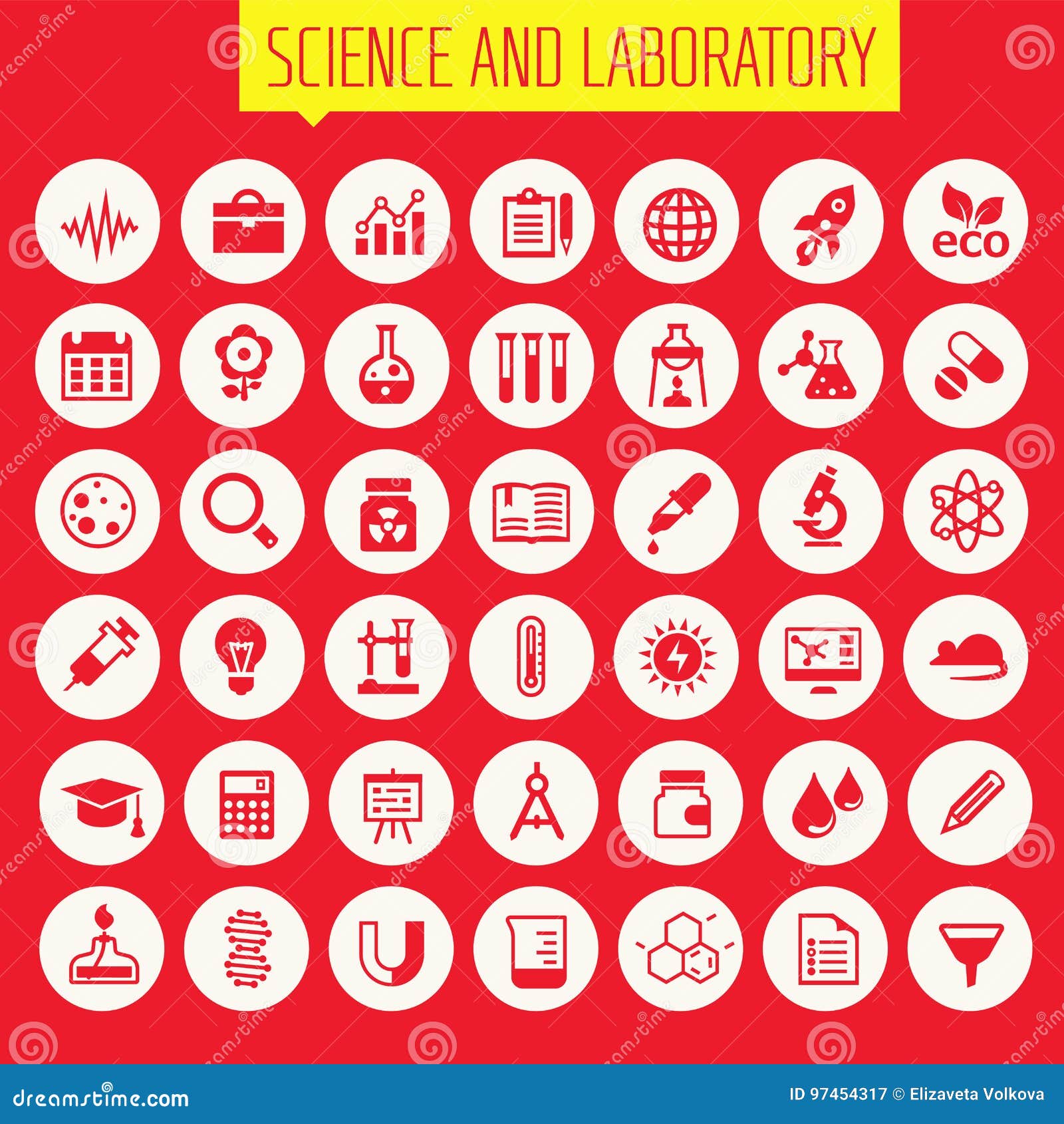 Science and Laboratory Icon Set Stock Vector - Illustration of atom ...