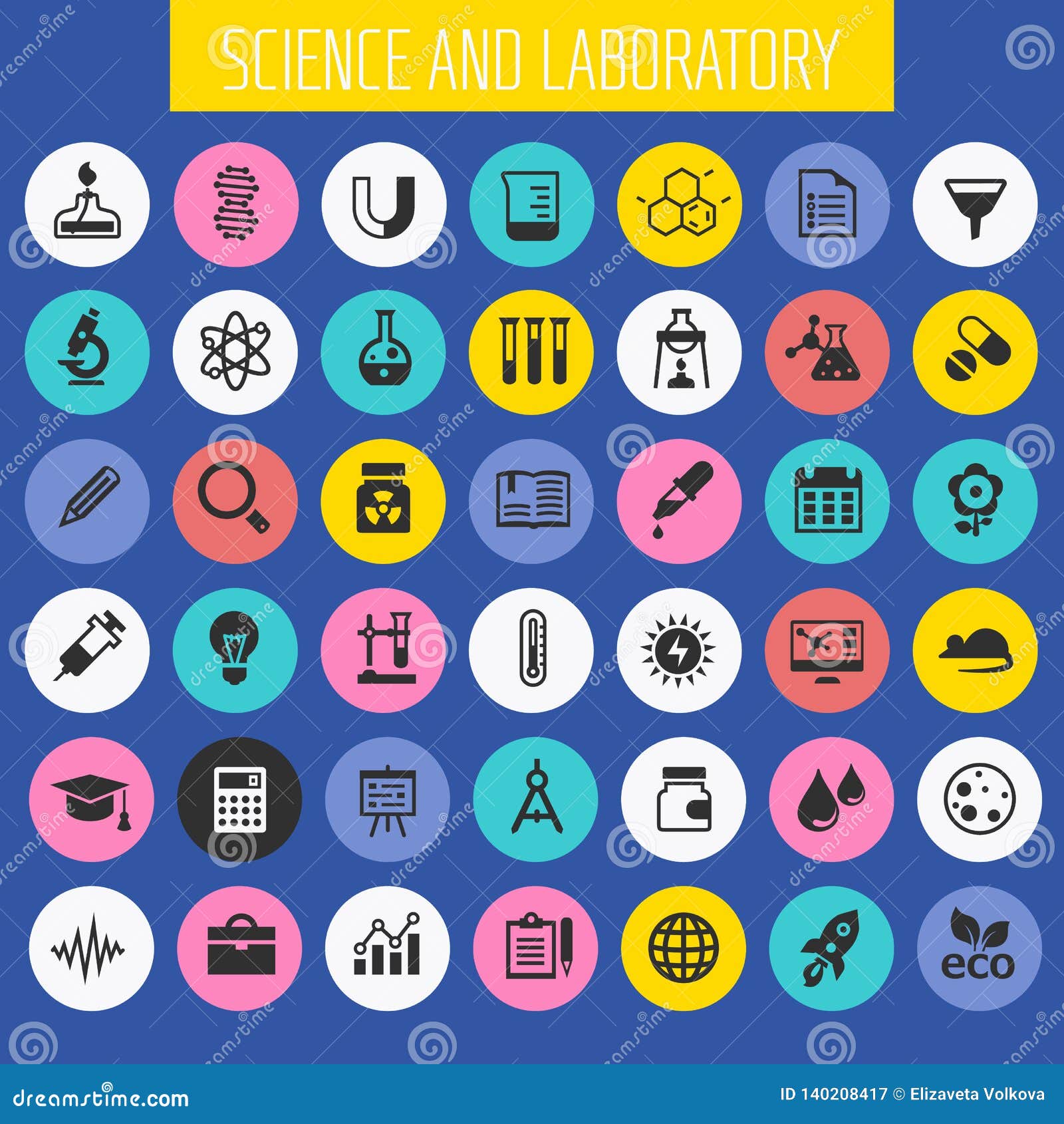 Science and Laboratory Icon Set, Trendy Flat Icons Stock Vector ...