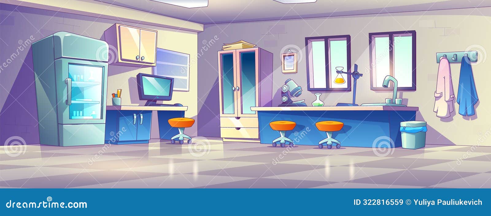 Science Laboratory Interior with Chemical Tools Stock Vector ...