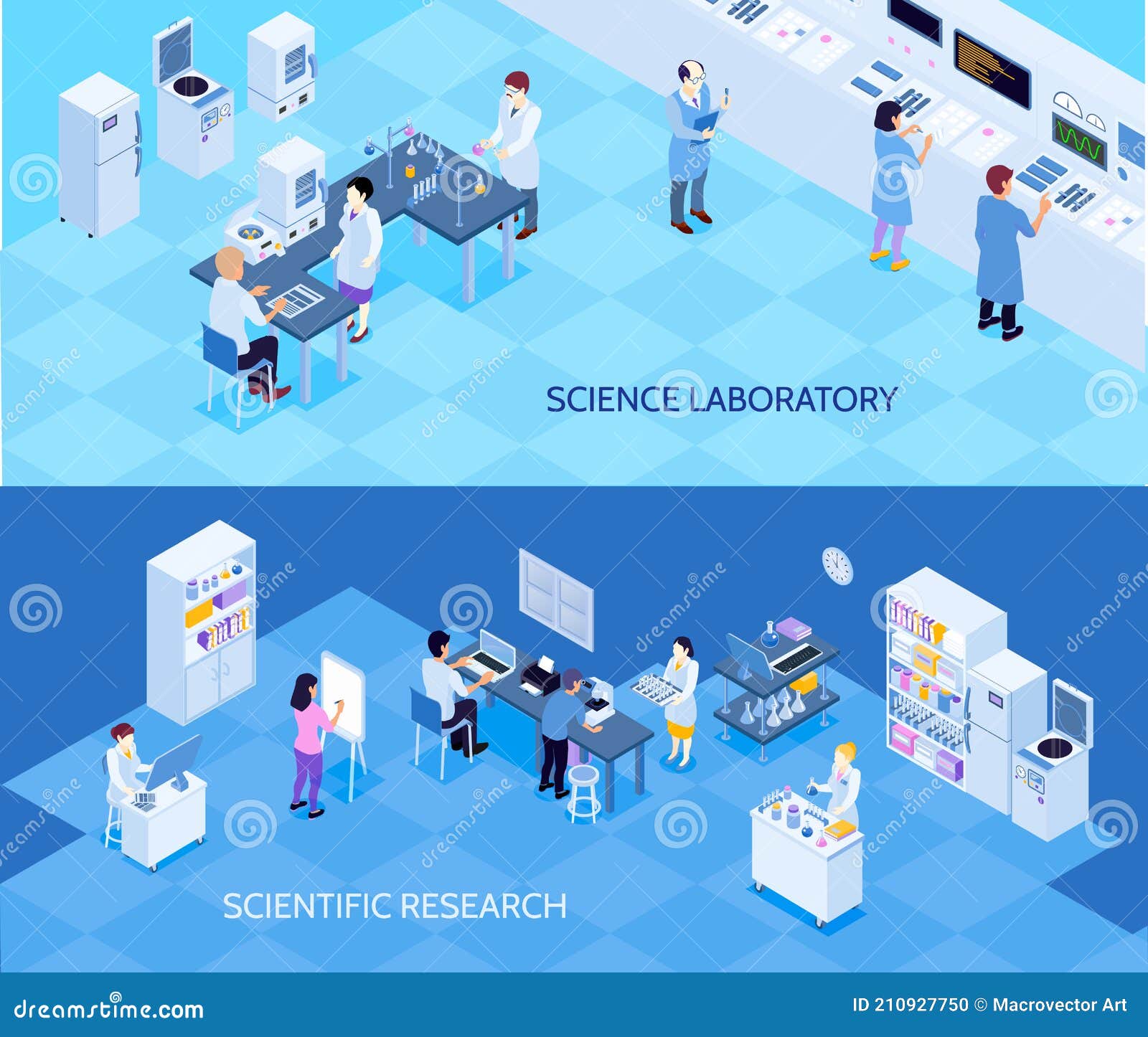 Science Laboratory Isometric Banners Stock Vector - Illustration of ...