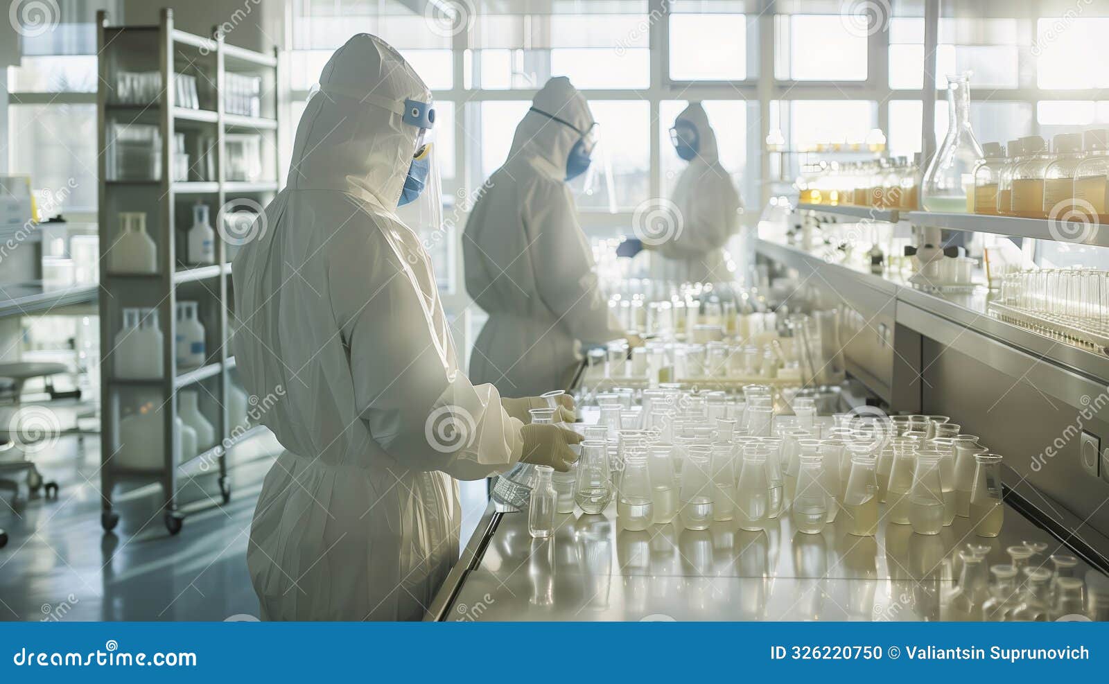 Science Laboratory with Microscope. Scientist Researching Medicine ...
