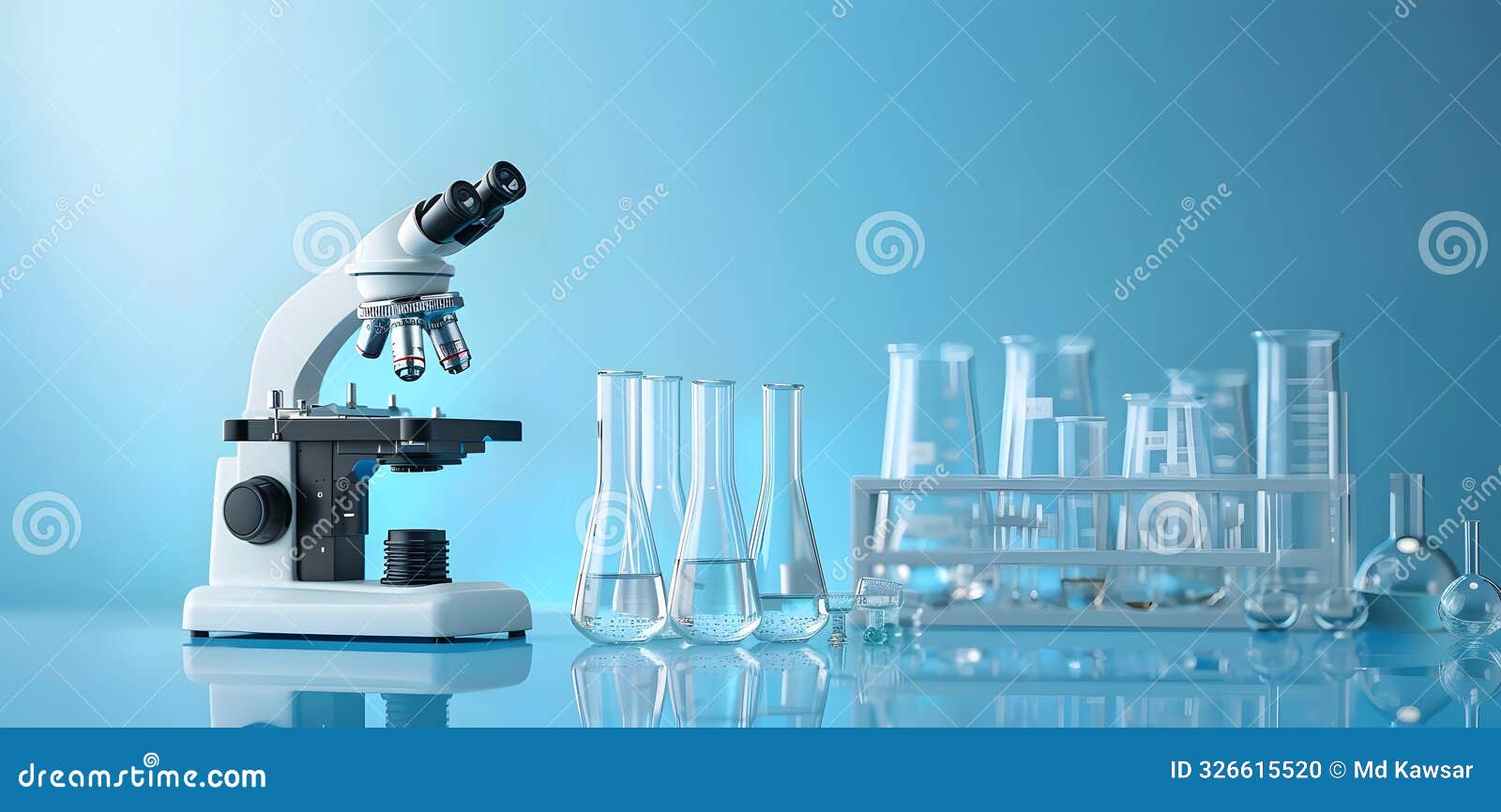 Science Laboratory with Microscope and Test Tubes Stock Illustration ...