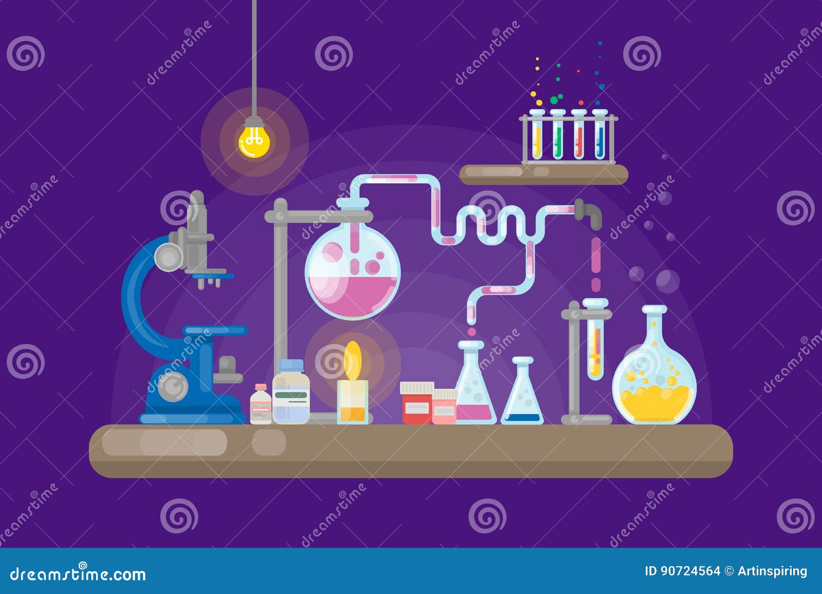Science Laboratory on Purple. Stock Vector - Illustration of abstract ...