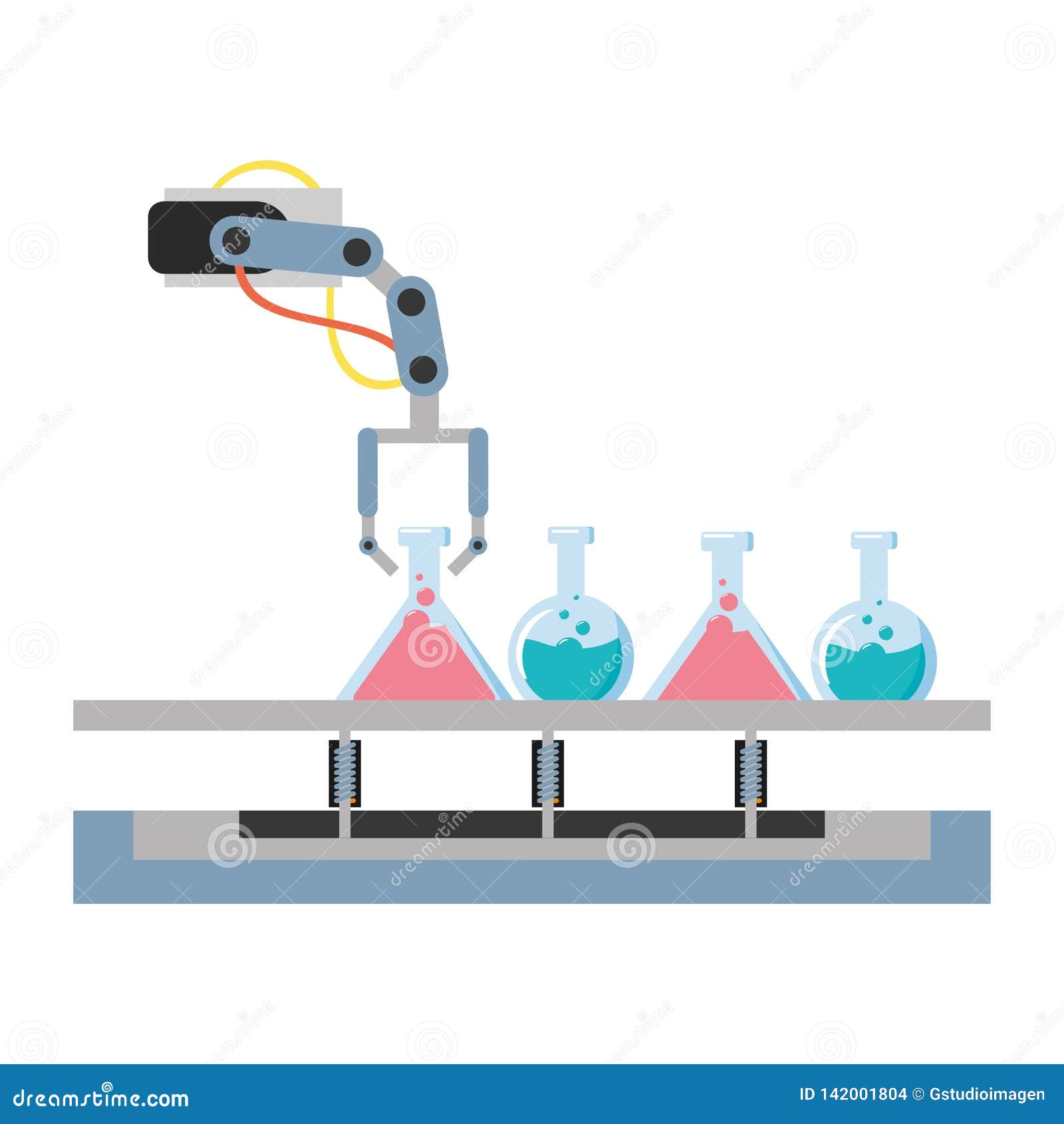Science Laboratory Robot Arm Flasks Stock Vector - Illustration of ...