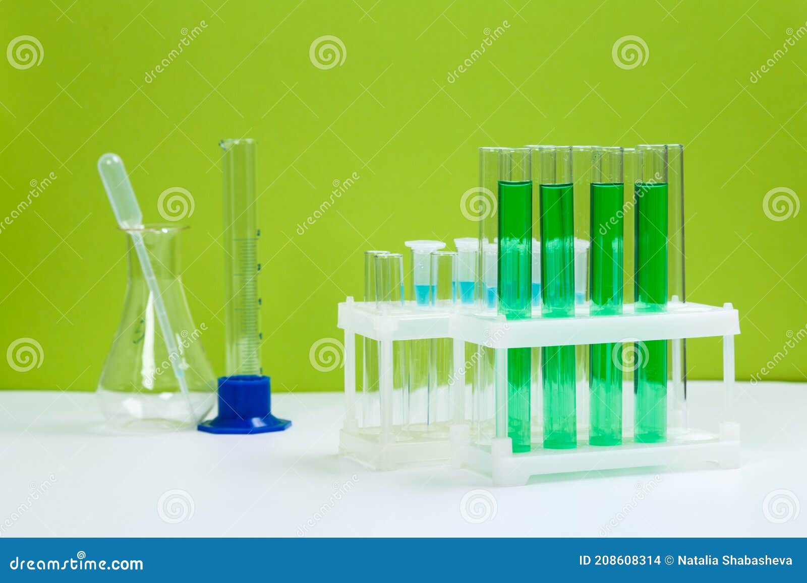 Science Laboratory Green Test Tubes Chemical Laboratory Equipment Stock ...