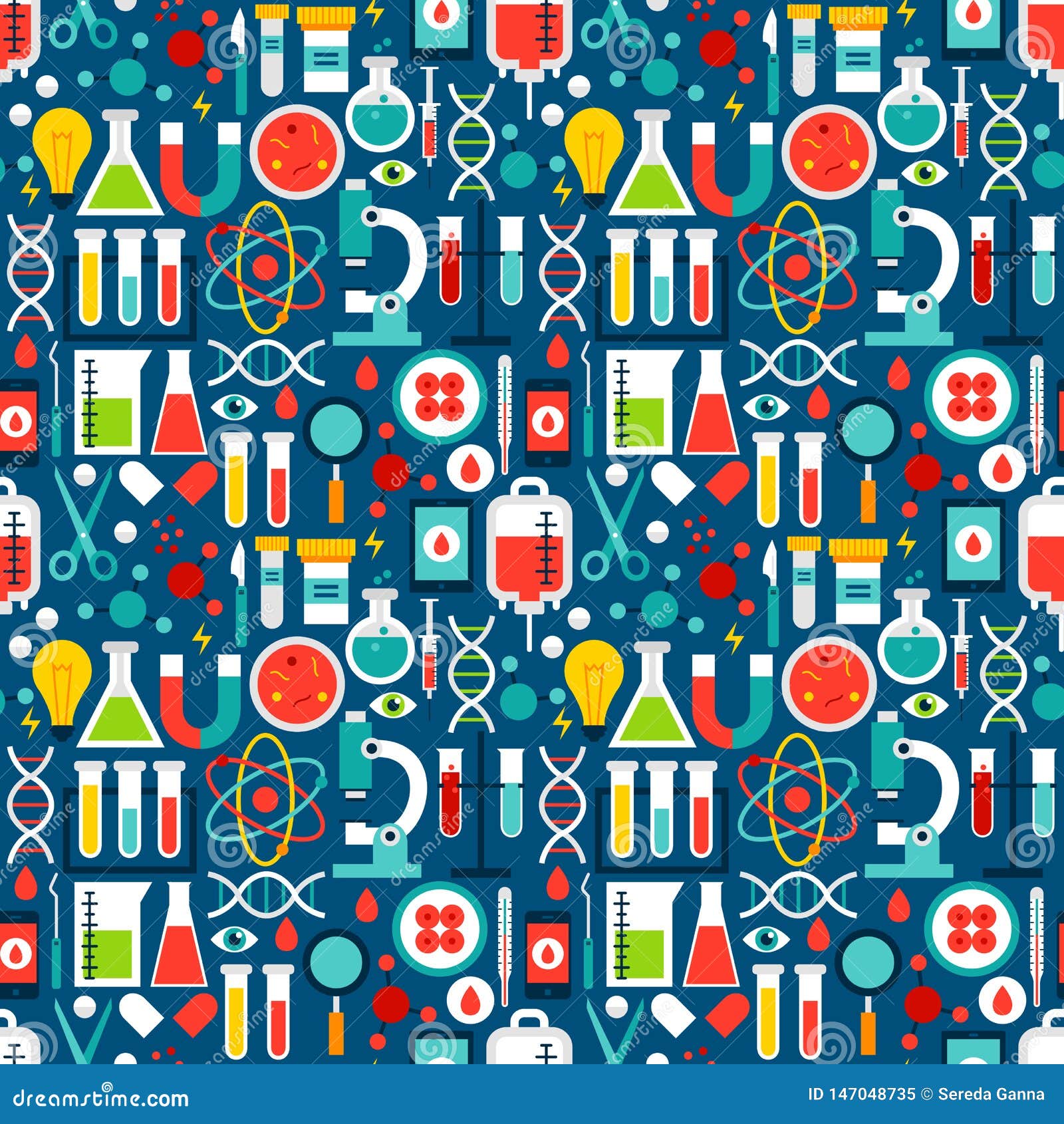 Science Laboratory Tile Pattern Stock Vector - Illustration of care ...