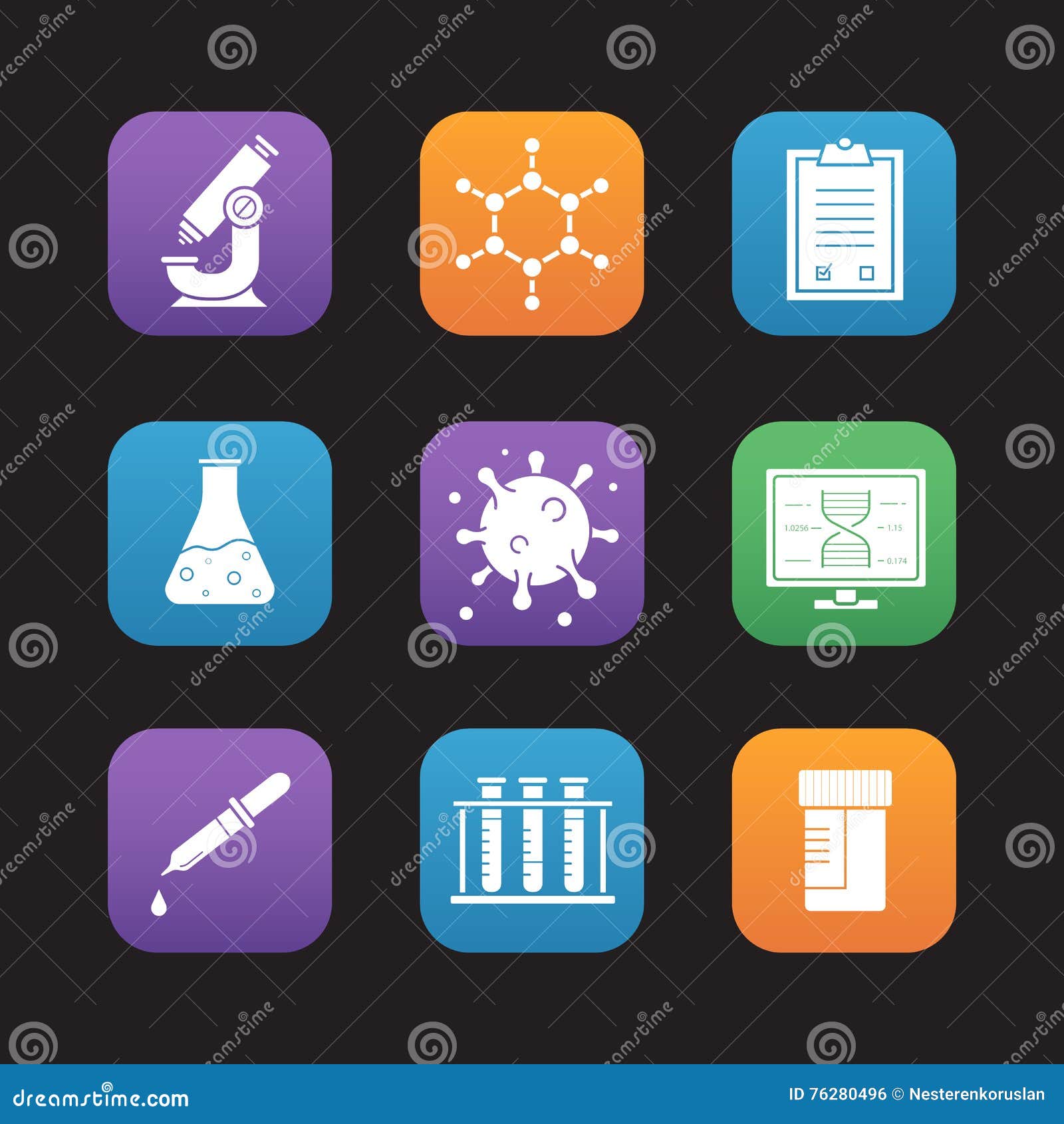 Science Laboratory Tools Flat Design Icons Set Stock Vector ...