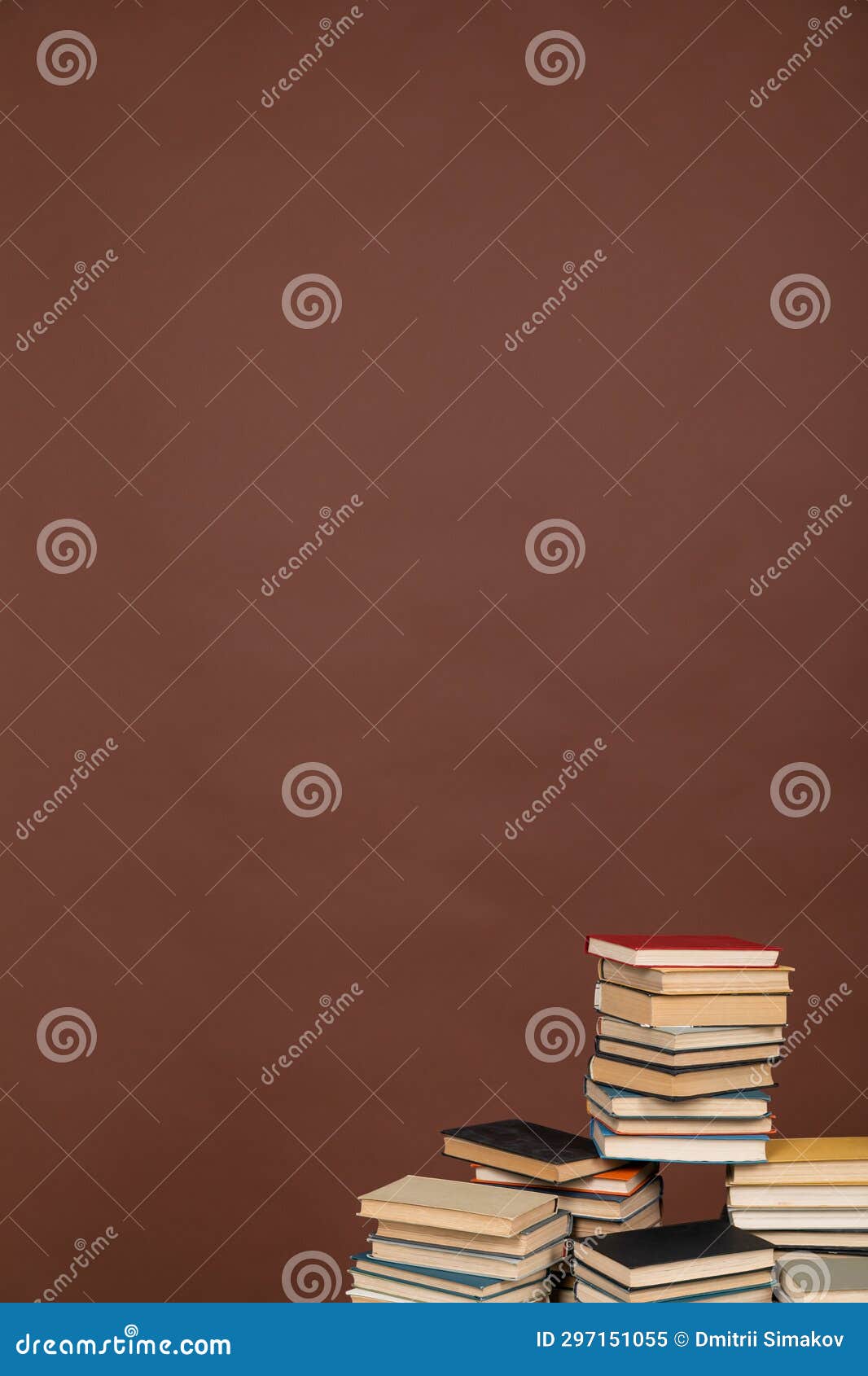 Science Learning Library Stack of Books on Brown Background Stock Image ...