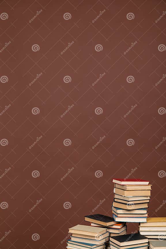 Science Learning Library Stack of Books on Brown Background Stock Image ...