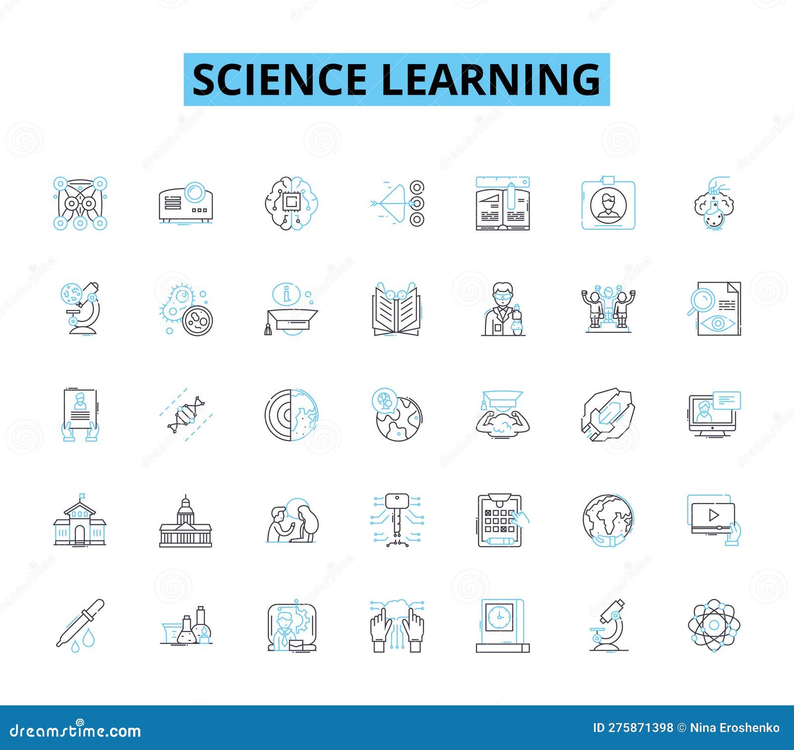 Science Learning Linear Icons Set. Inquiry, Exploration, Observation ...
