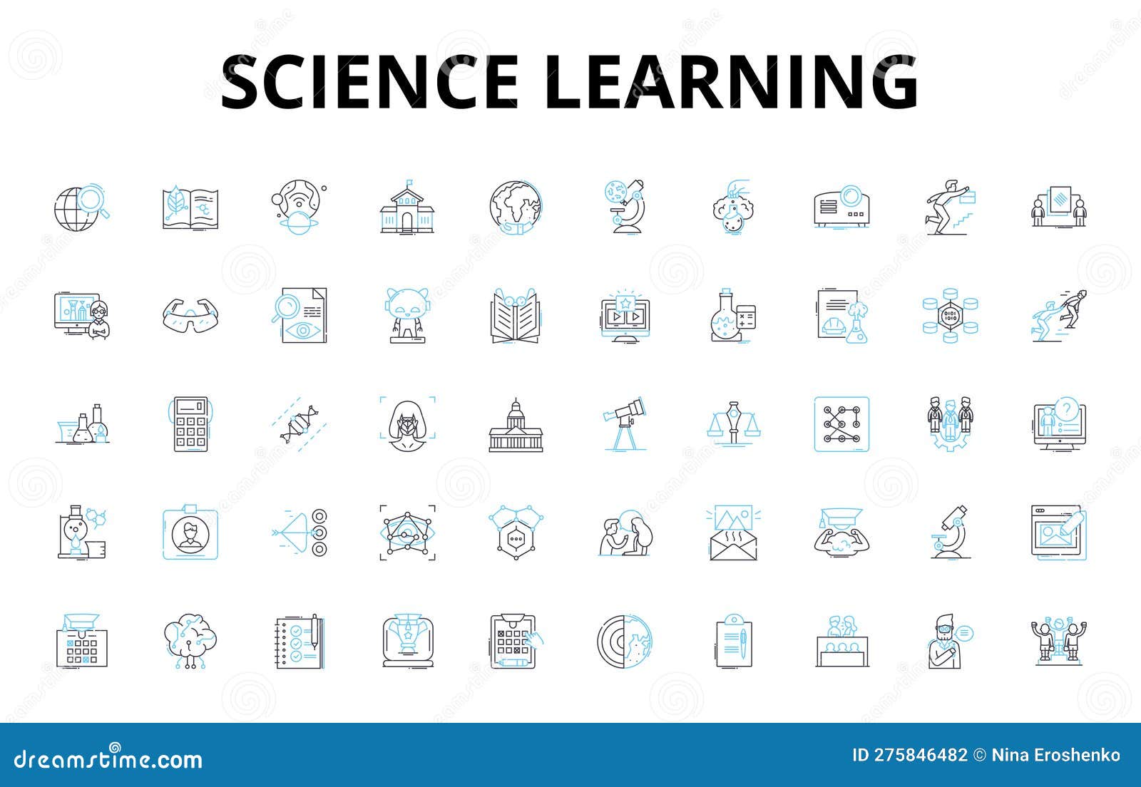 Science Learning Linear Icons Set. Inquiry, Exploration, Observation ...