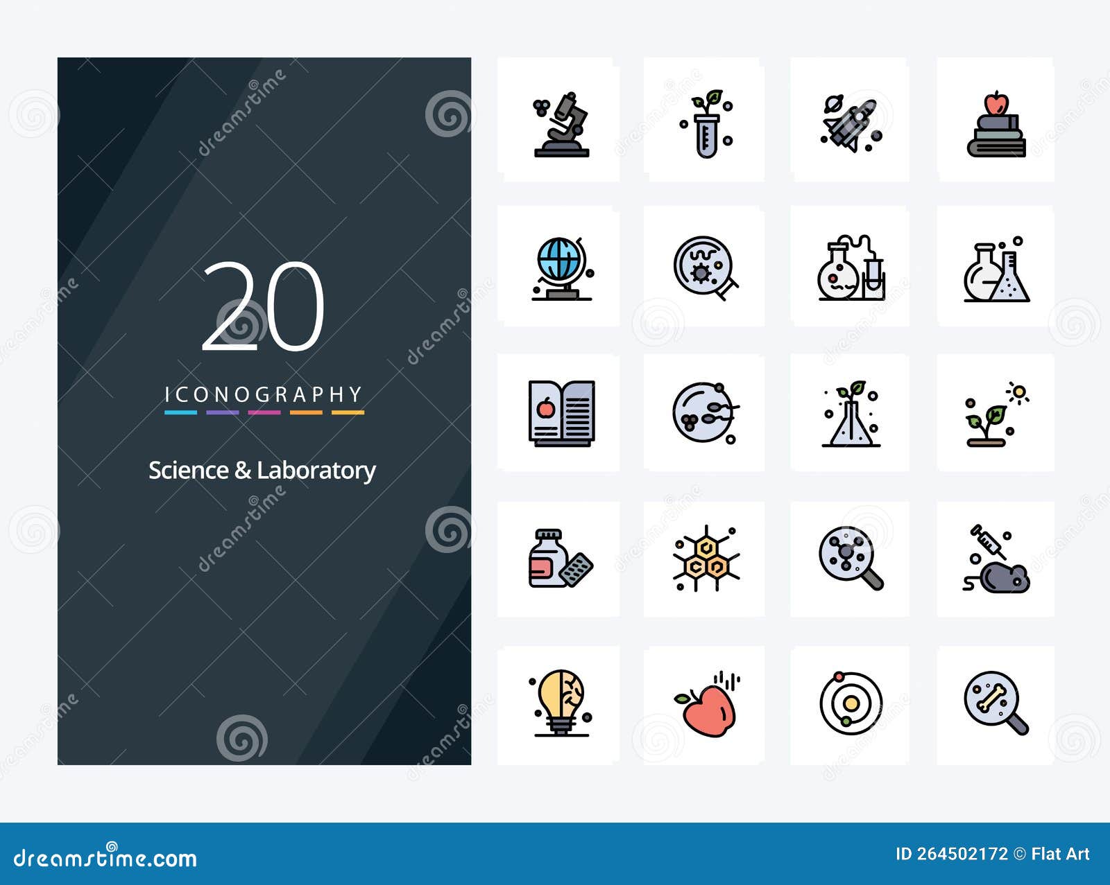 20 Science Line Filled Icon for Presentation. Vector Icons Illustration ...