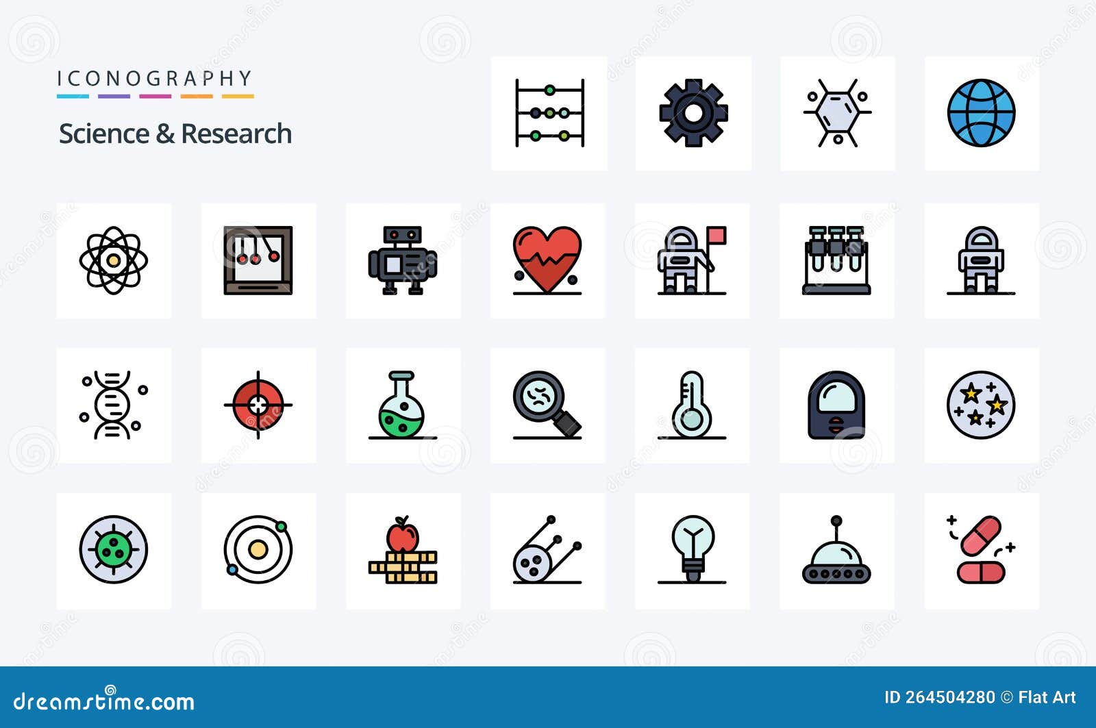 25 Science Line Filled Style Icon Pack. Vector Iconography Illustration ...