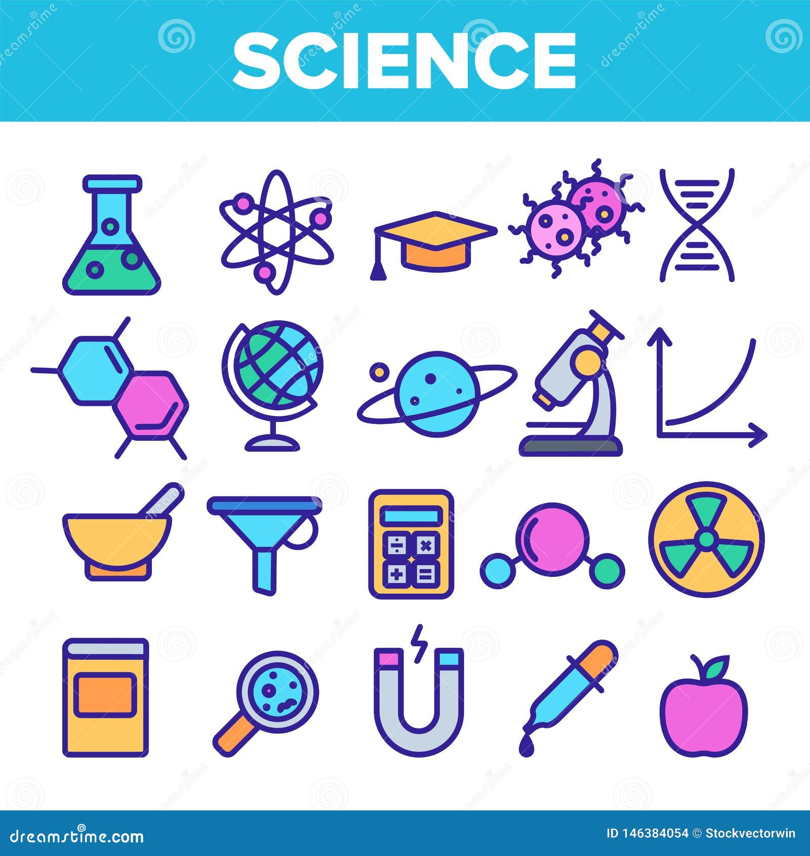 Science Line Icon Set Vector. Analysis Graphic Silhouette. Science ...