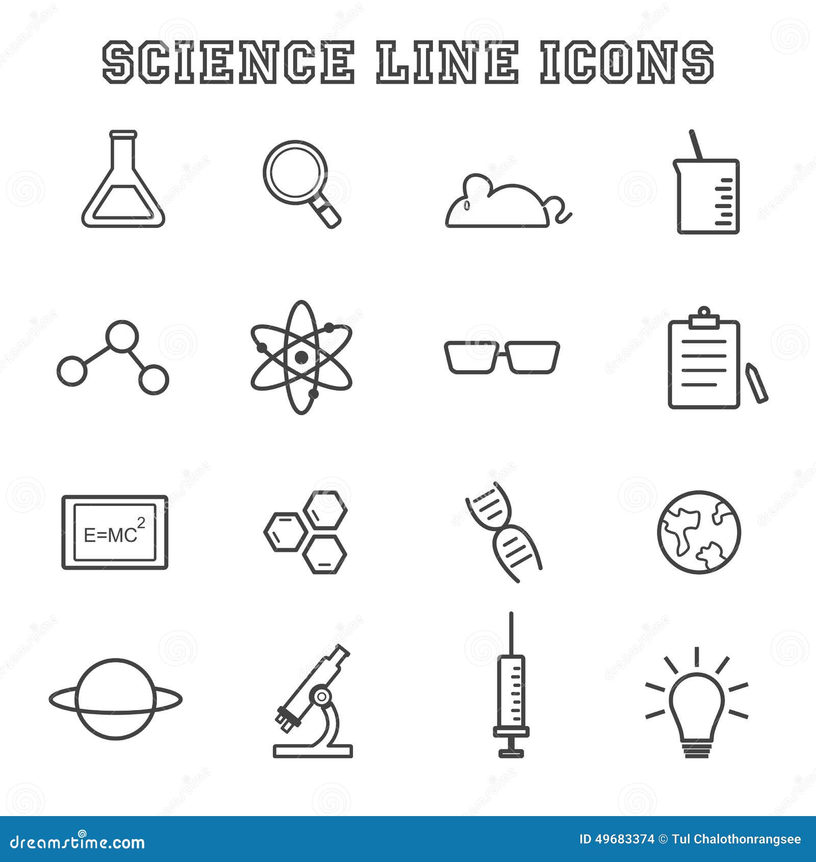Science line icons stock vector. Illustration of line - 49683374
