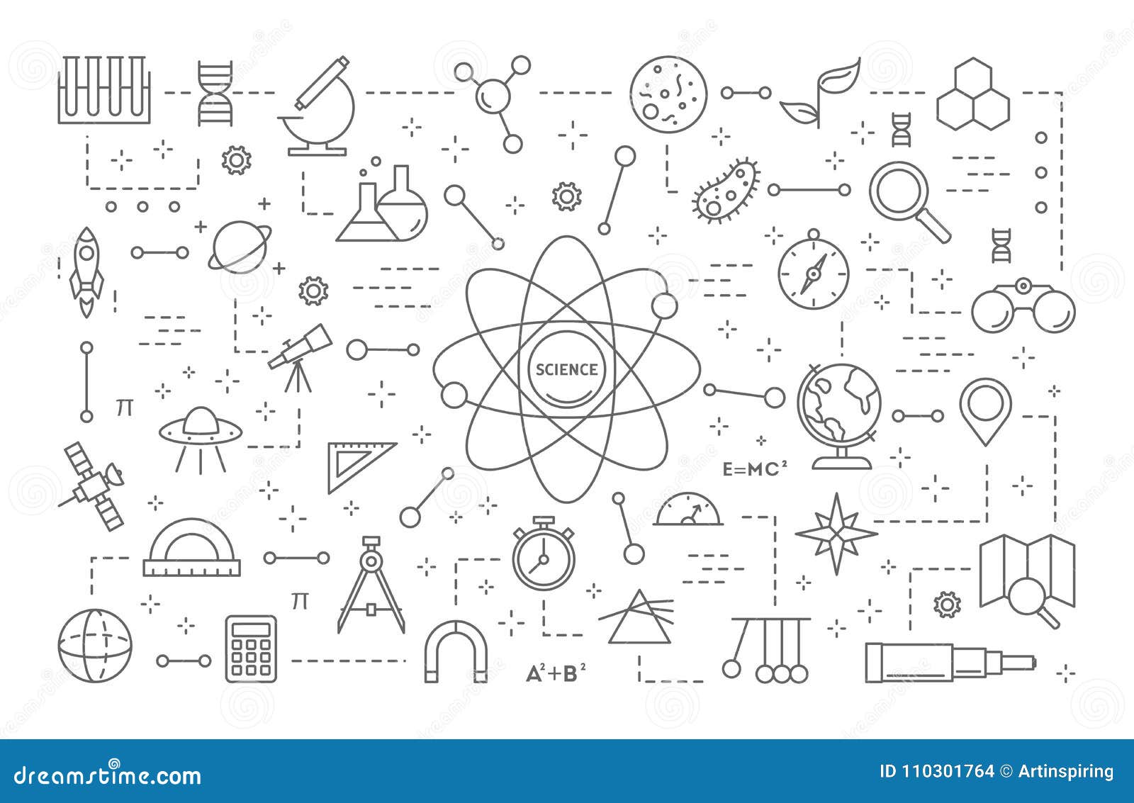 Science line illustration. stock vector. Illustration of concept ...