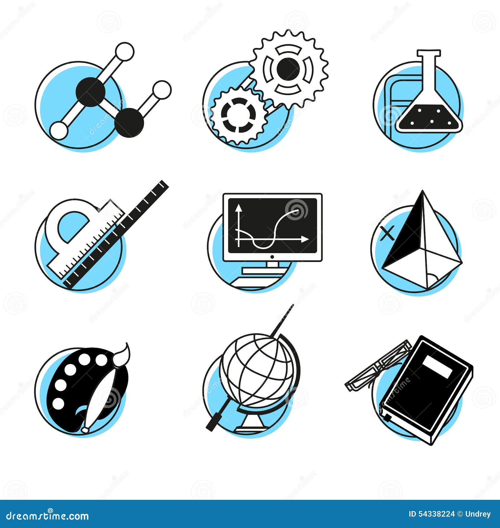 Science Linear Icons Set School Lessons Stock Vector - Illustration of ...