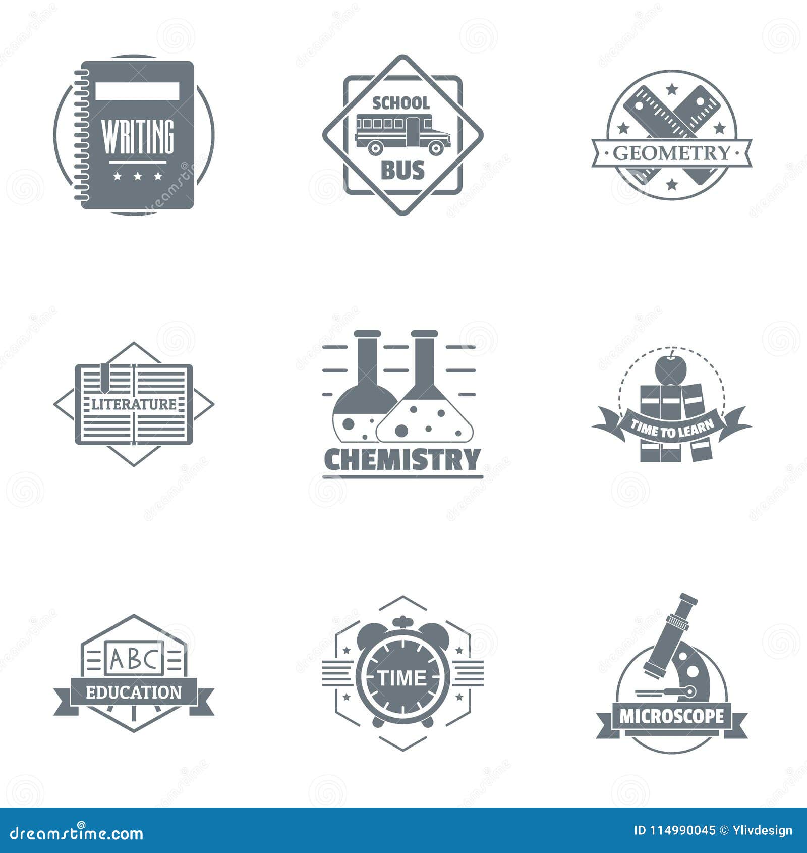 Science Logo Set, Simple Style Stock Vector - Illustration of isolated ...