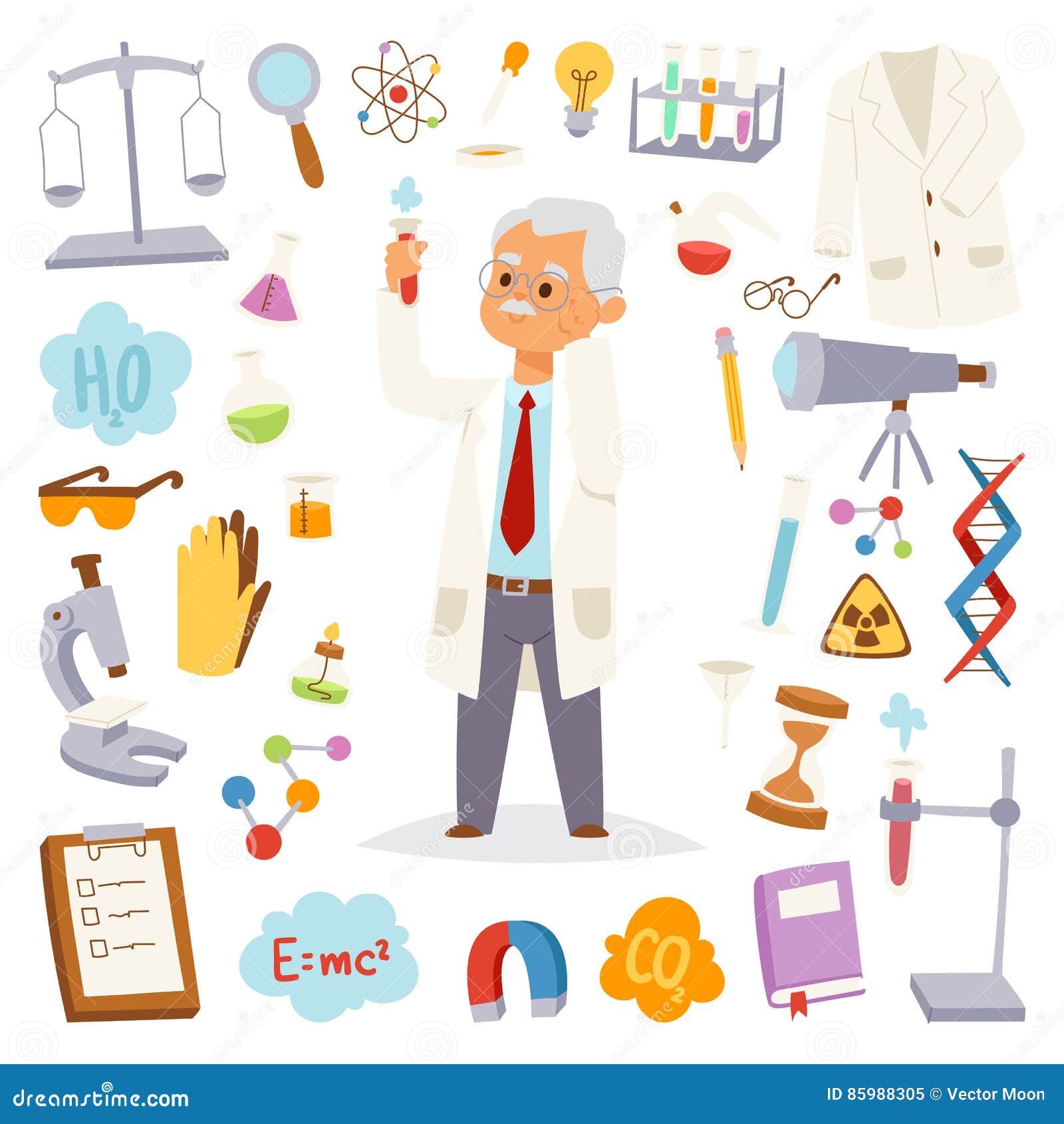 Science Man Professor Lab Icons Vector Illustration. Stock Vector ...