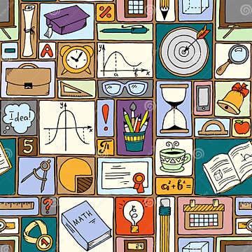 Science Math Theme. School Vector Background. Doodle Style Seamless ...