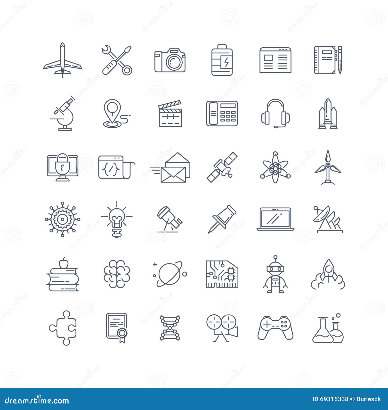 Science, Media and Internet Line Vector Icons Set Stock Vector ...