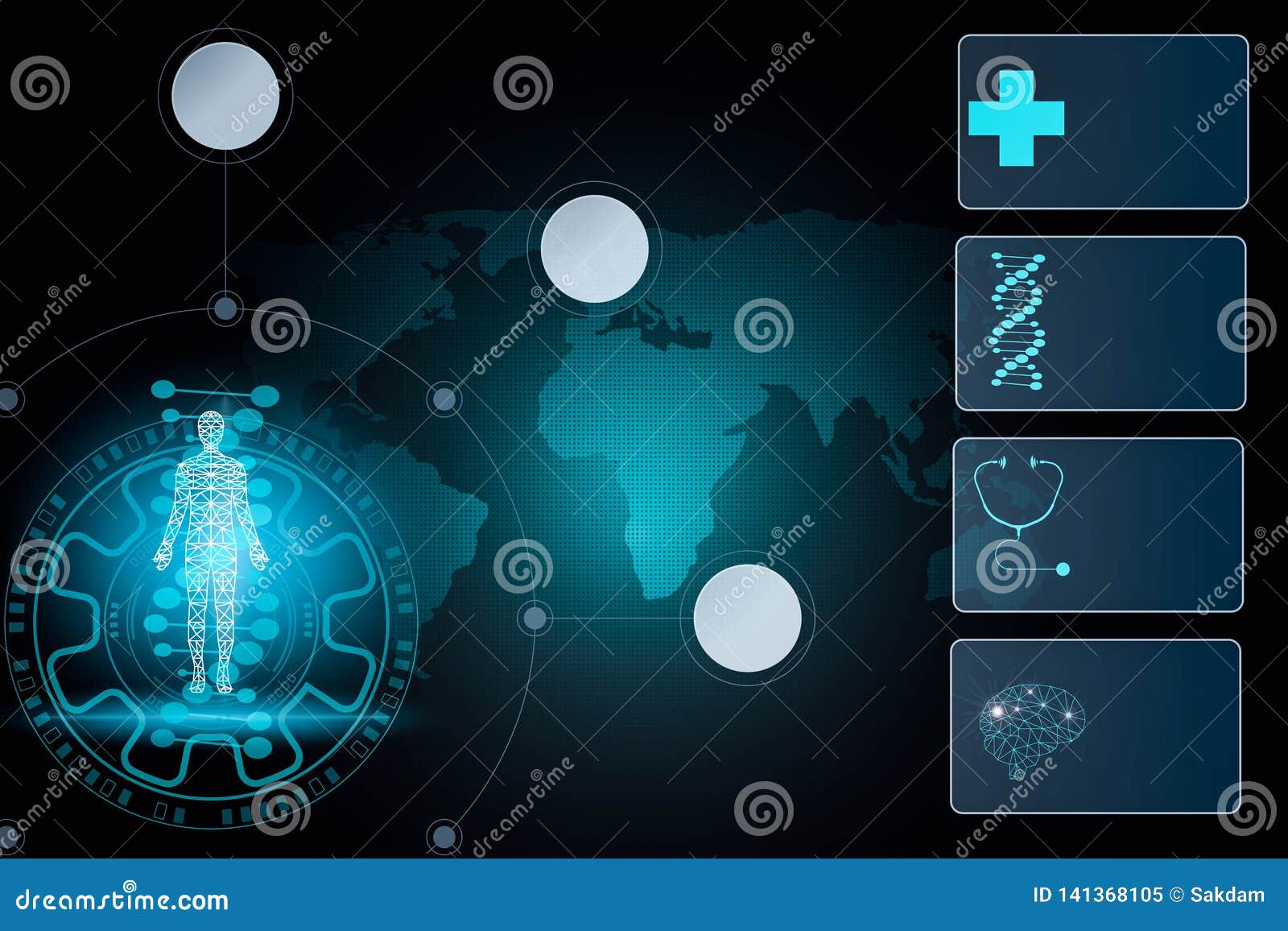 Abstract Background Technology Concept in Blue Light,brain and Human ...