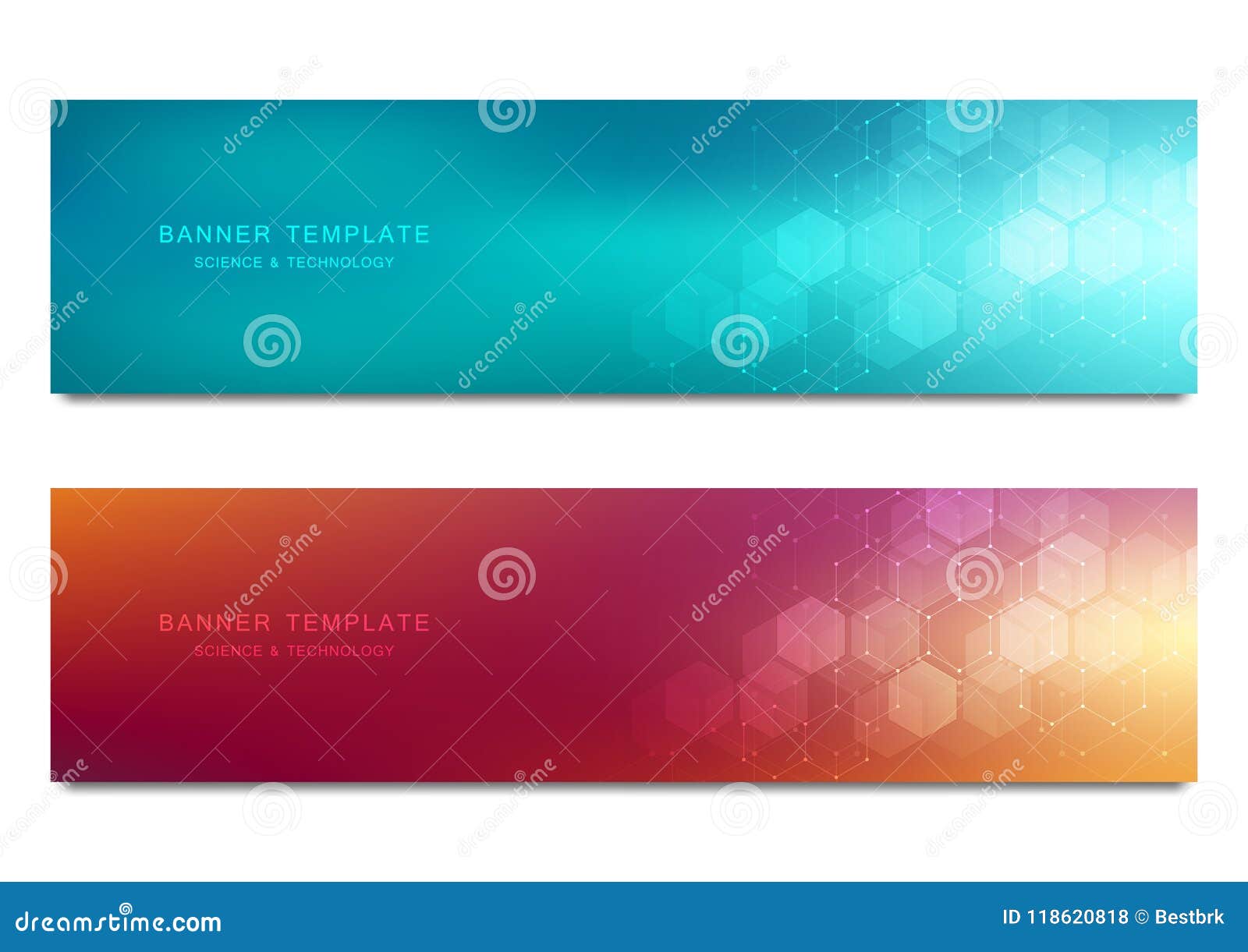 Science, Medical and Digital Technology Header or Banners. Geometric ...