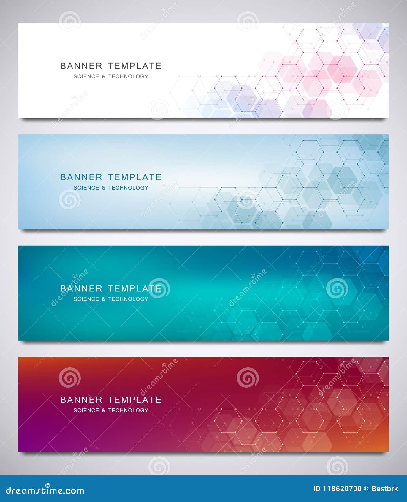 Science, Medical and Digital Technology Header or Banners. Geometric ...