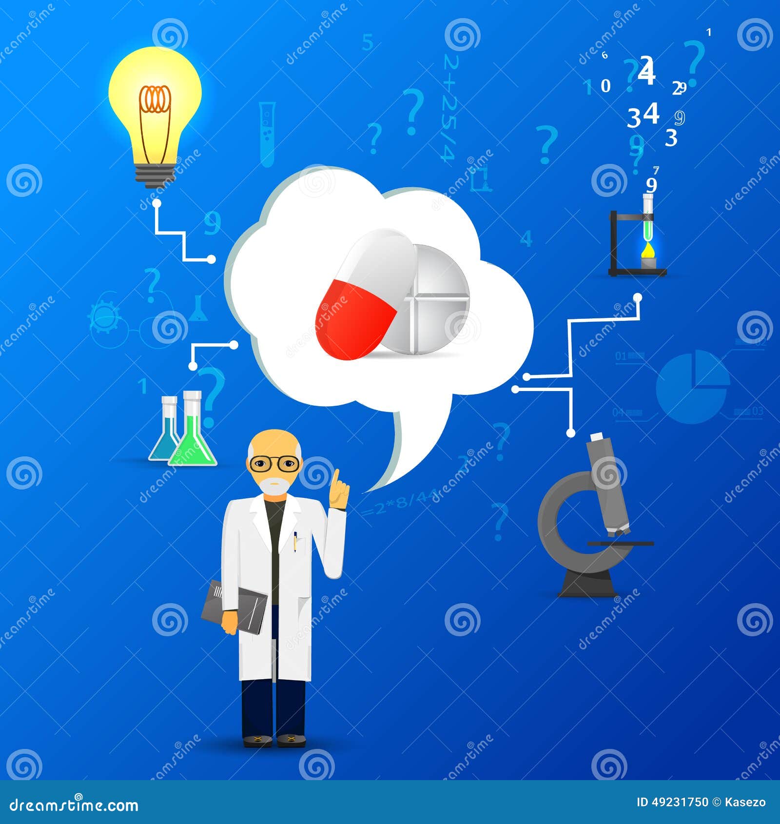 Science and Medicine Infographic on Blue Background.(big Pills I Stock ...