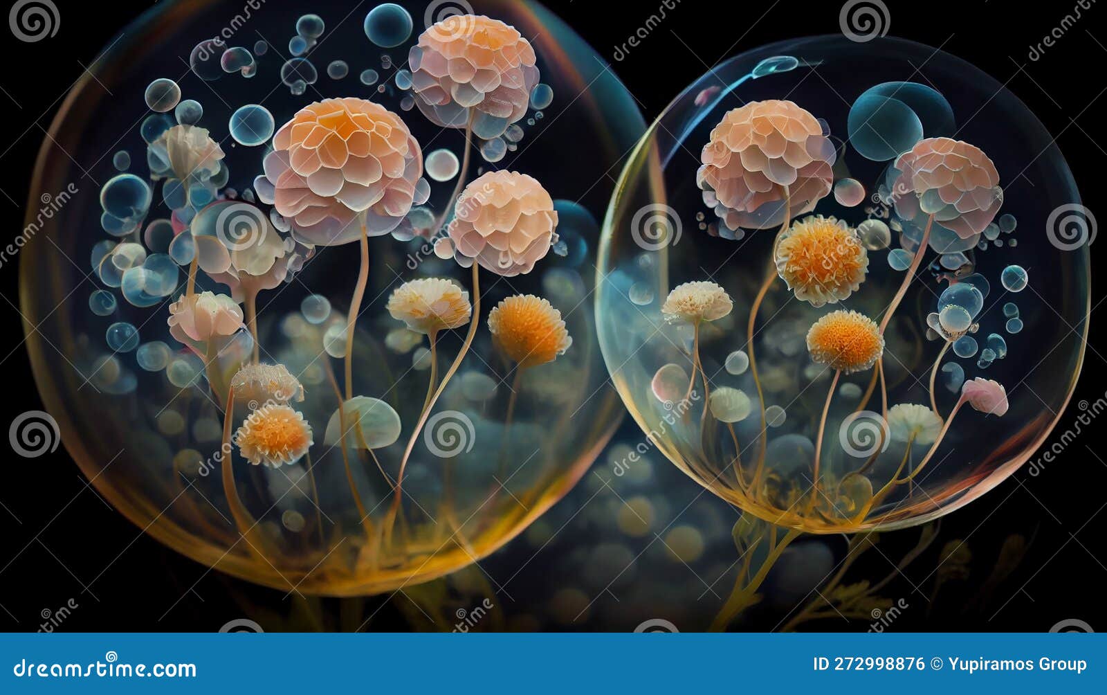 Science Micro World Cells Bacterium and Molecules Generated by AI Stock ...