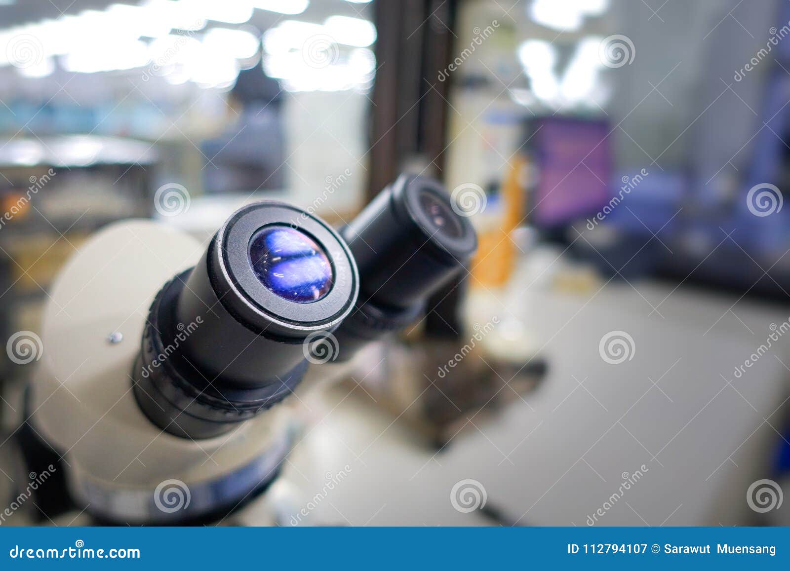 Science Microscope on Lab Bench Stock Image - Image of healthy, bench ...