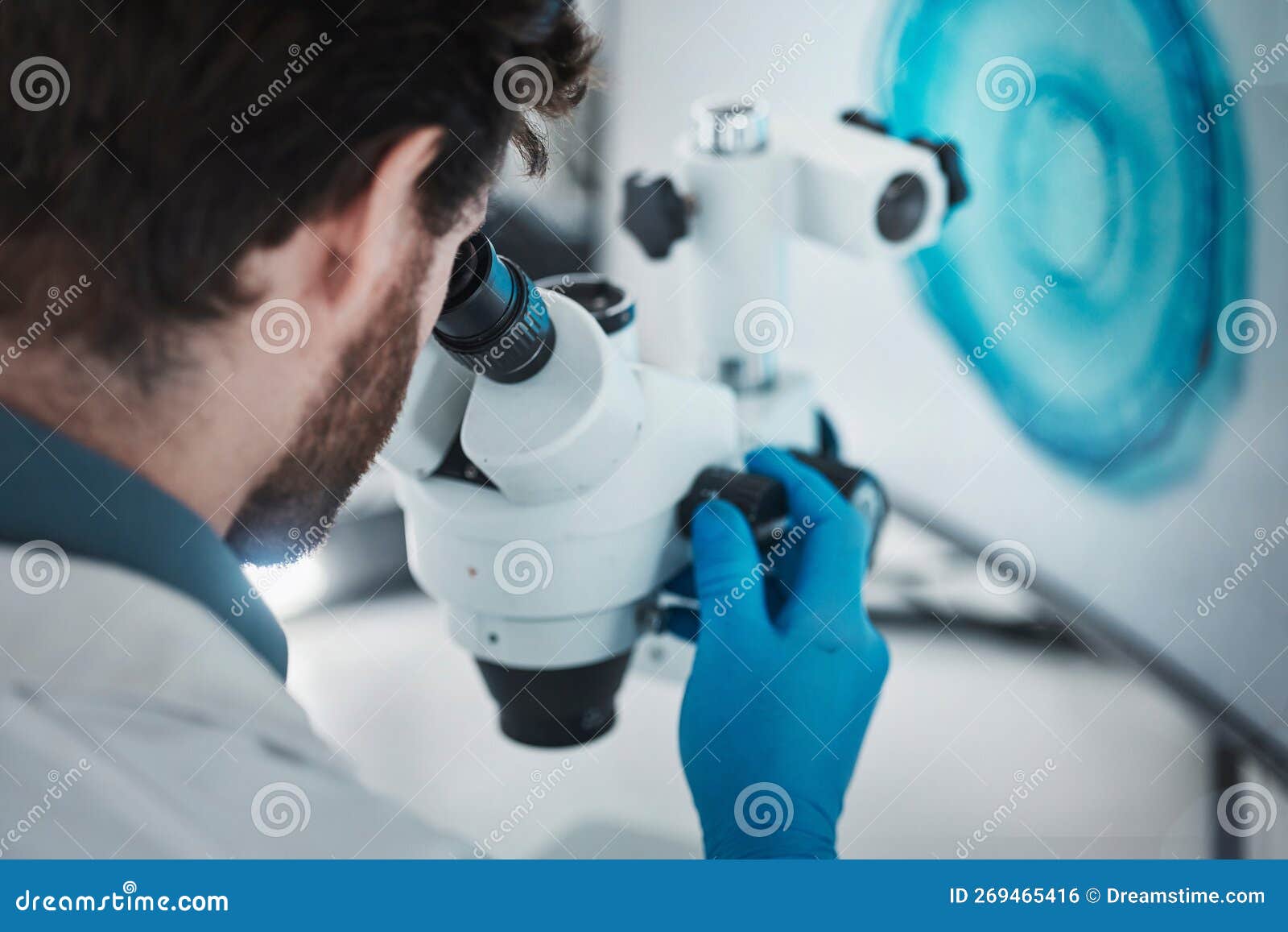Science, Microscope and Laboratory with a Scientist Checking Research ...