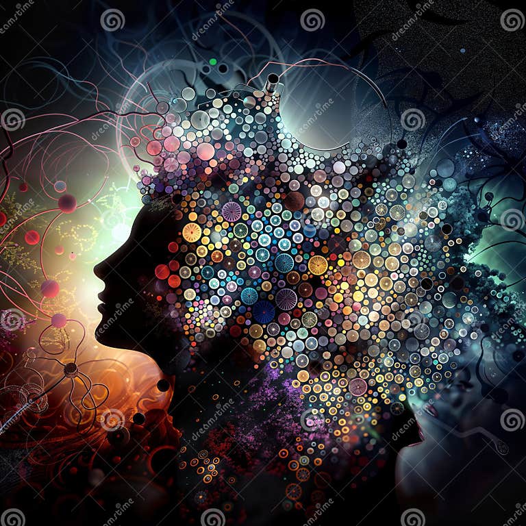 Abstract Science Background with Human Head and Molecules. 3d ...