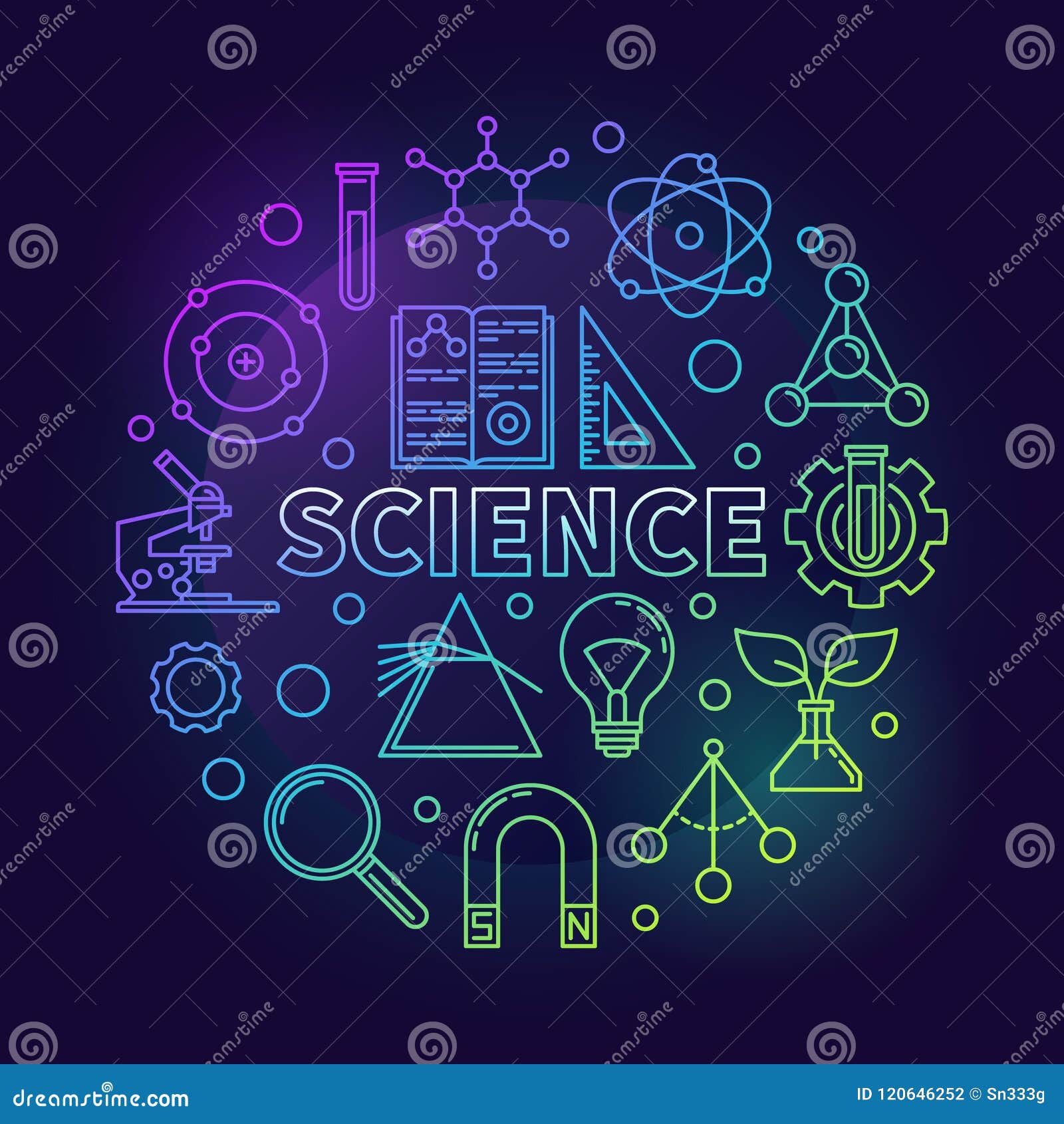 Science Modern Round Vector Colored Illustration in Line Style Stock ...