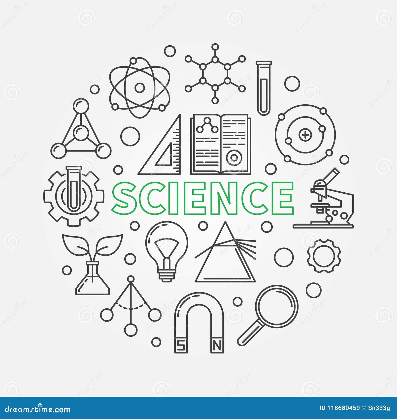 Science Modern Round Vector Illustration in Thin Line Style Stock ...